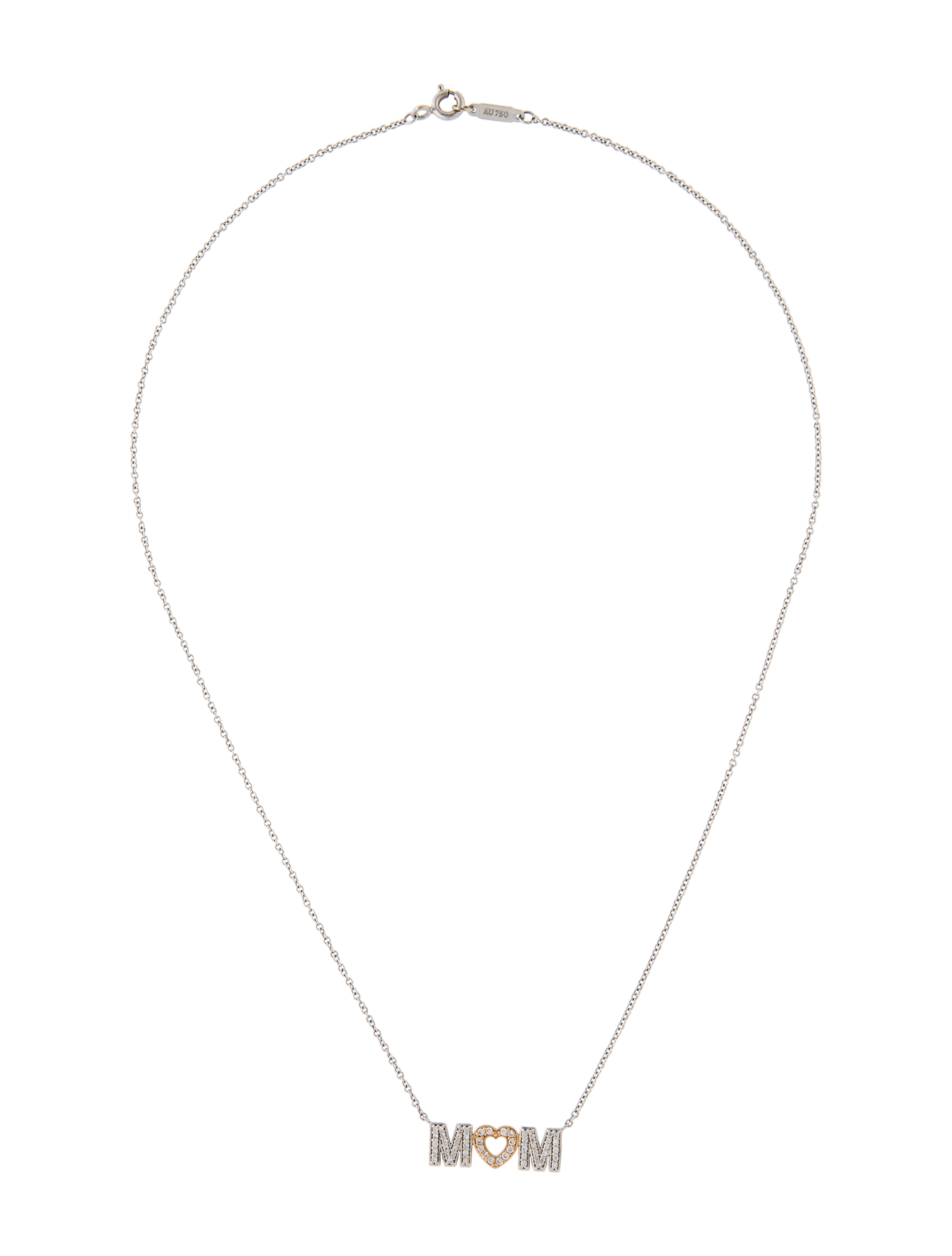 Tiffany & Co. 18K Diamond "MOM" Pendant Necklace - Pendant Necklace ...