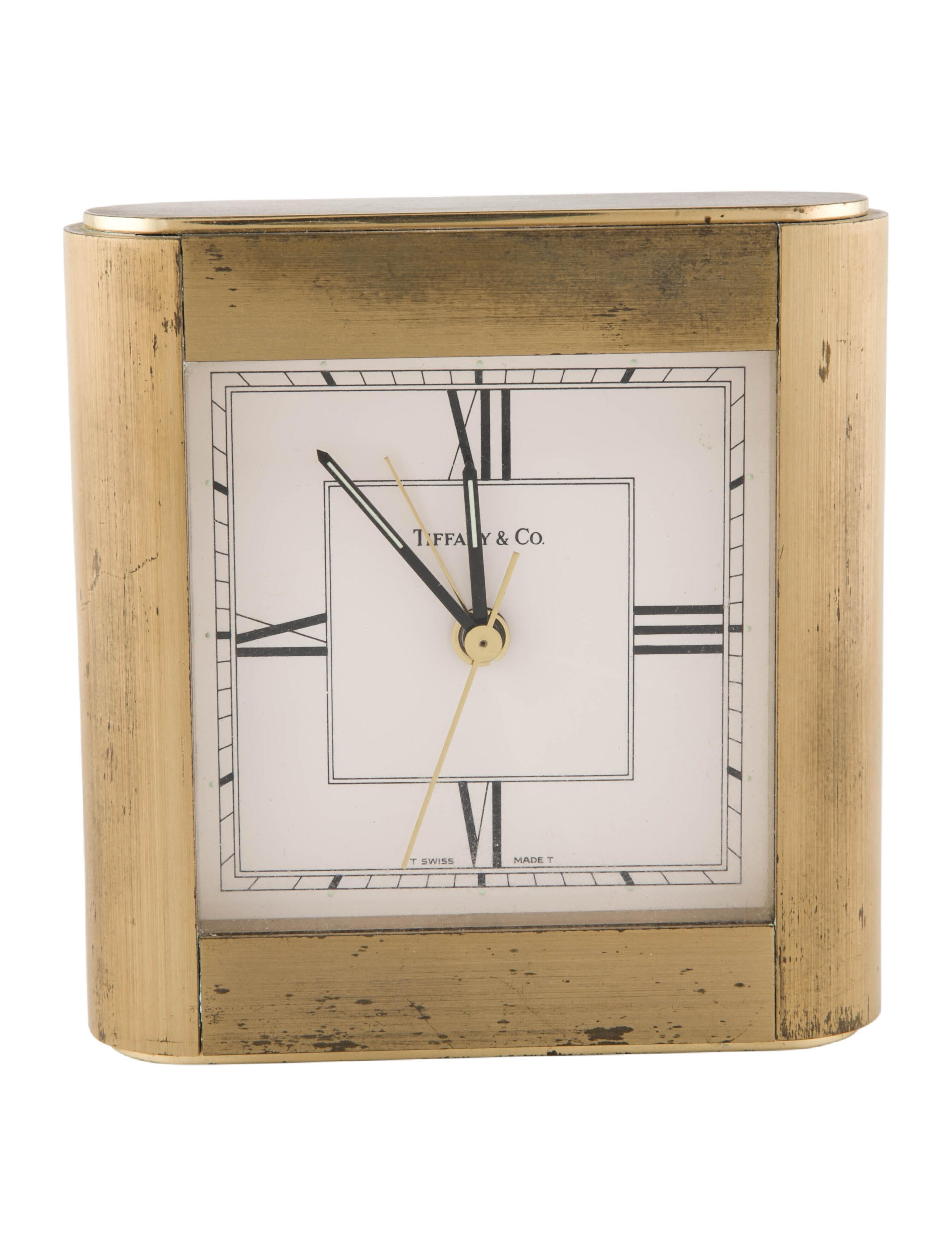 Tiffany & Co. Brass Desk Clock - Gold Decorative Accents, Decor ...