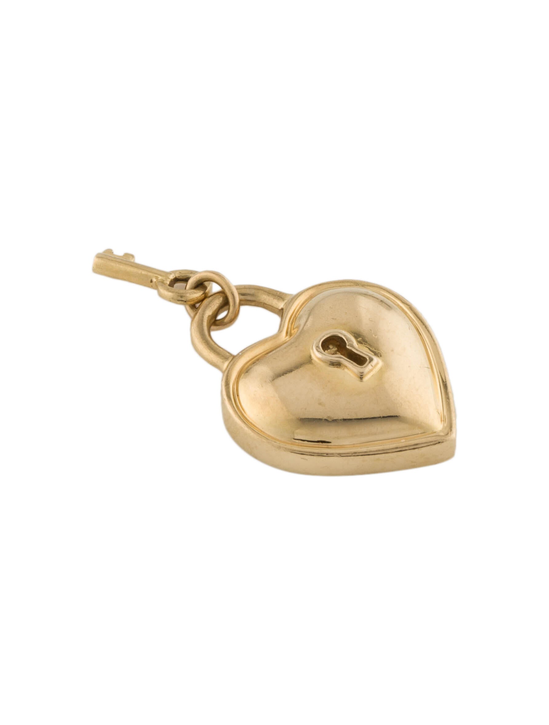 Tiffany & Co. 18K Puffed Heart Lock & Key Charm - 18K Yellow Gold ...