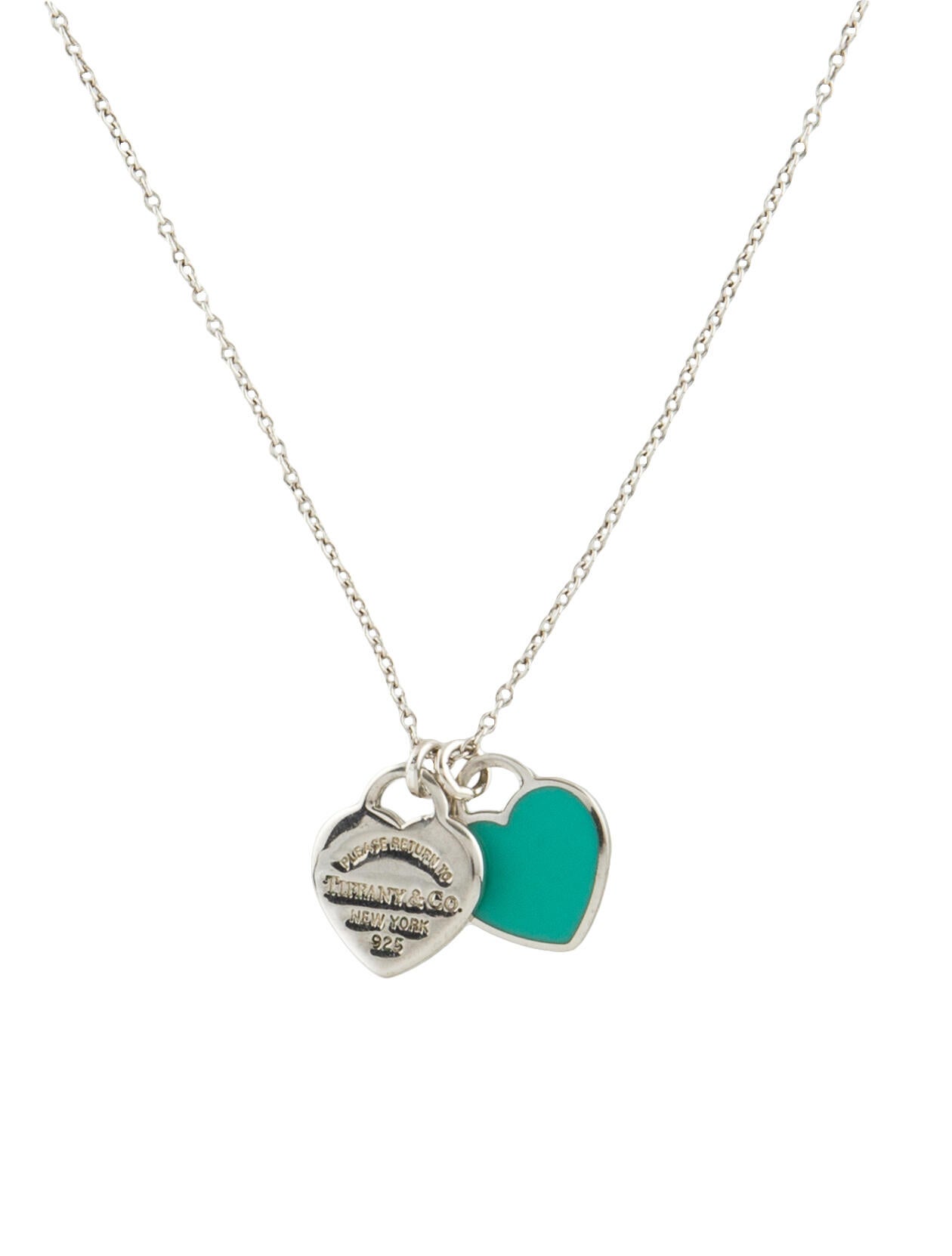 Tiffany & Co. Tiffany Blue Double Heart Tag Pendant Necklace - Blue ...