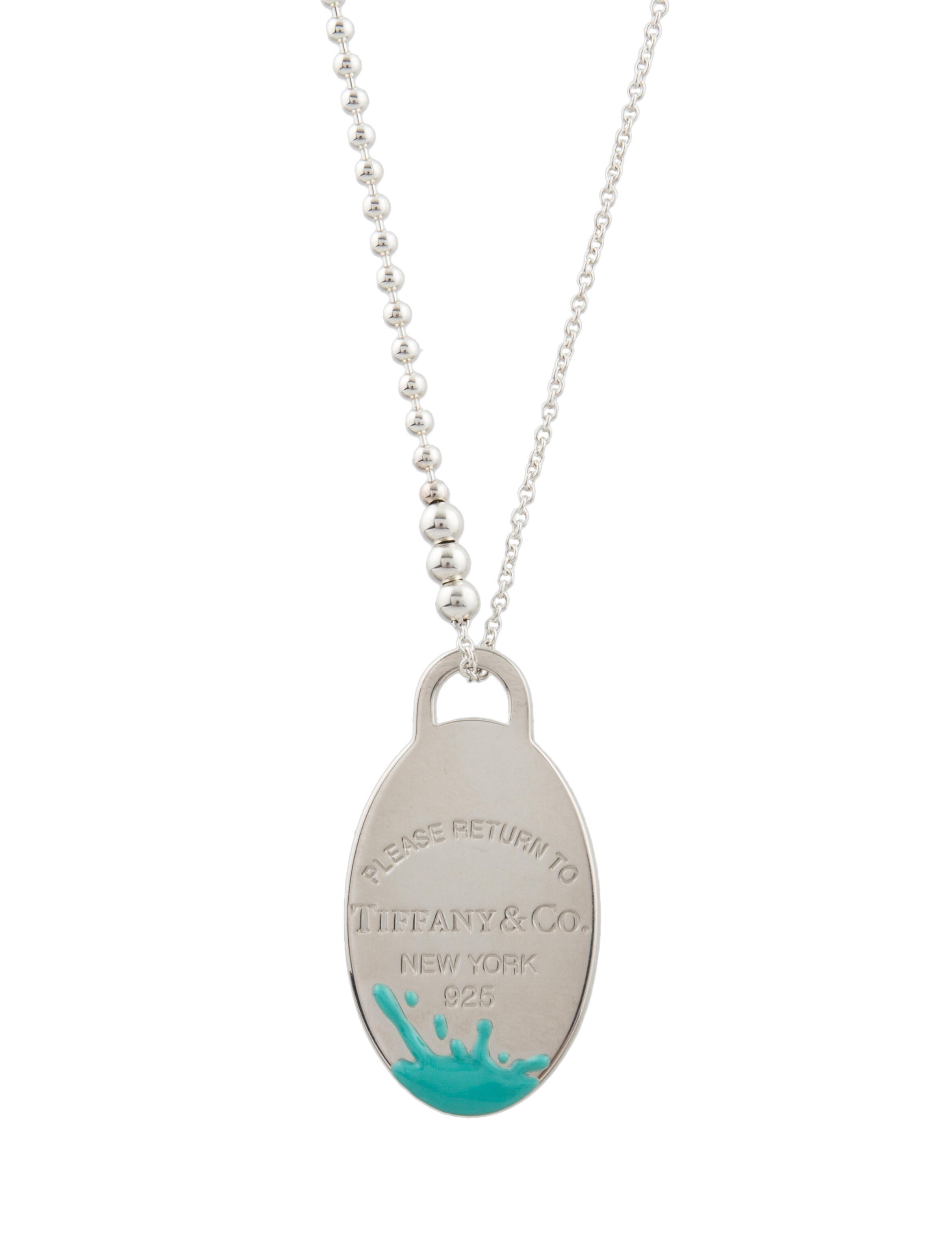 Tiffany & Co. Large Color Splash Oval Tag & Mixed Bead Chain Necklace ...