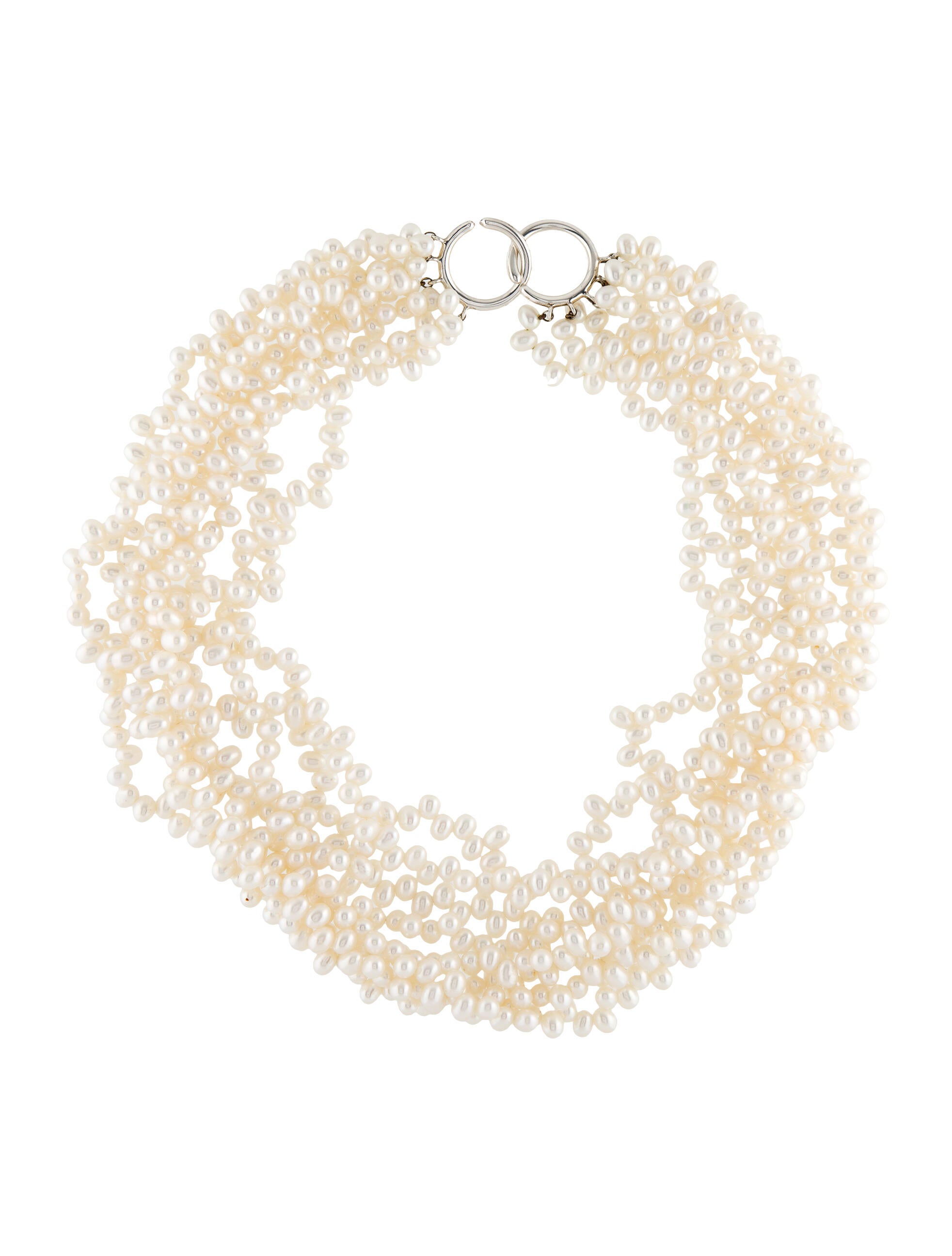 Tiffany & Co. Pearl Torsade Necklace - Sterling Silver Bead Strand ...
