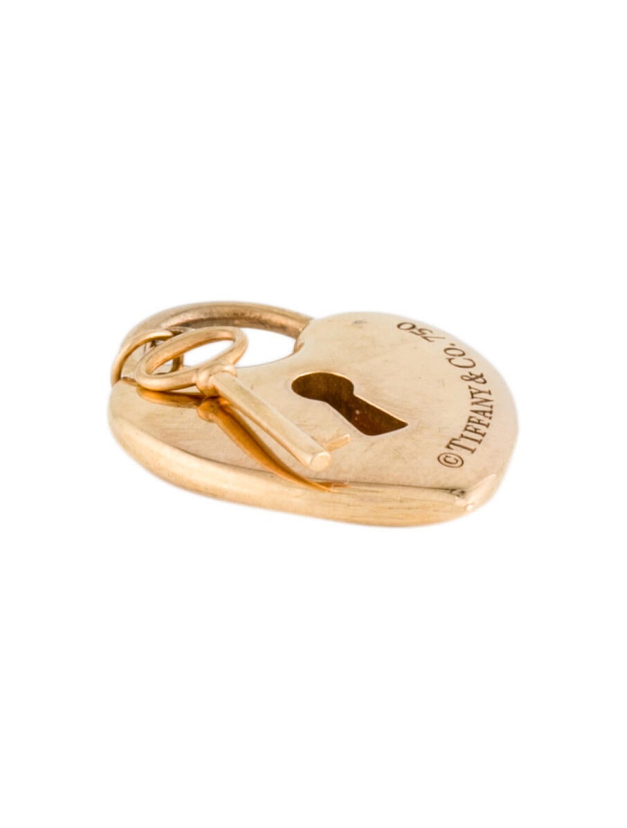 Tiffany & Co. 18K Puffed Heart Lock & Key Charm - 18K Yellow Gold ...