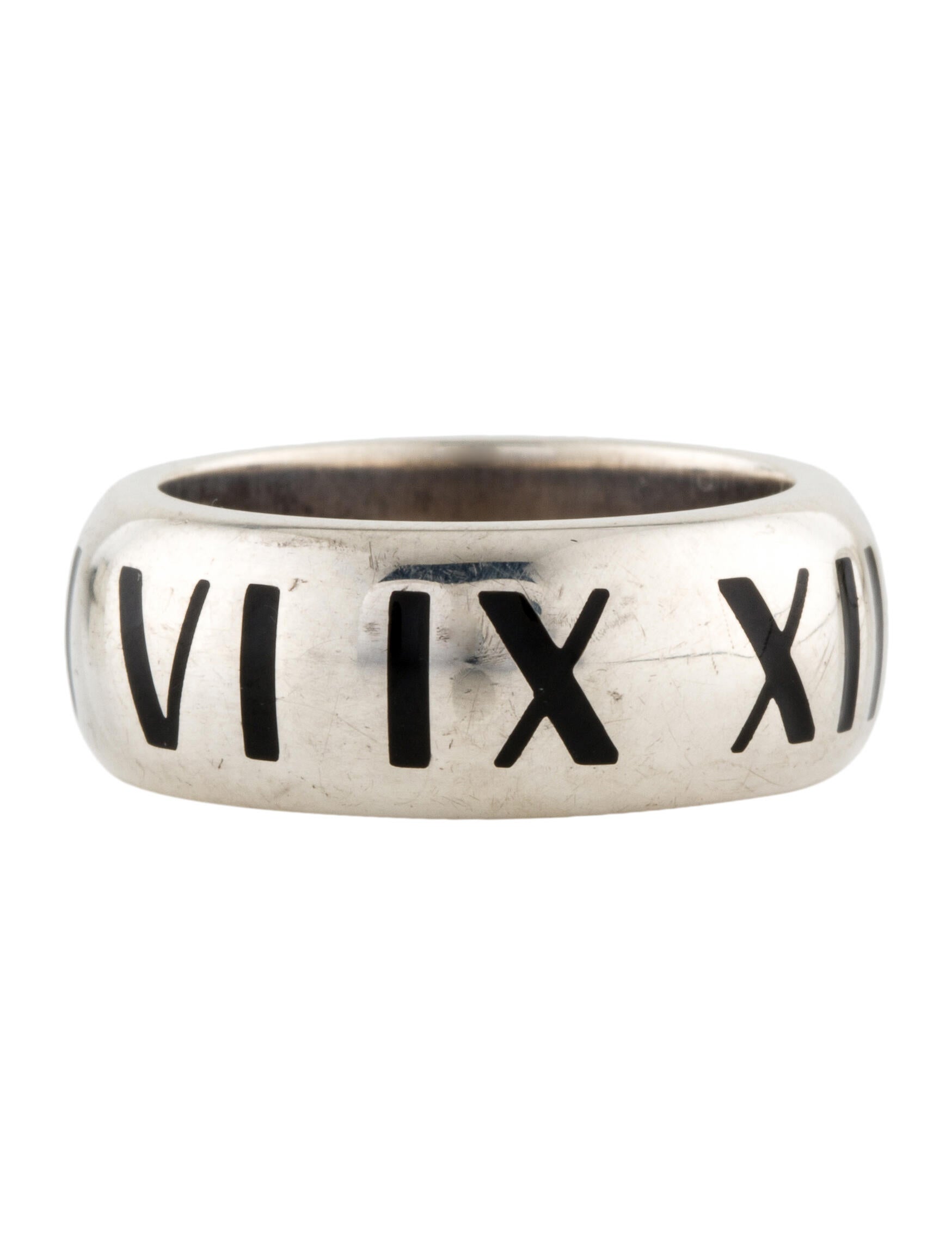 Tiffany & Co. Enamel Atlas Band Ring - Black, Sterling Silver Band ...