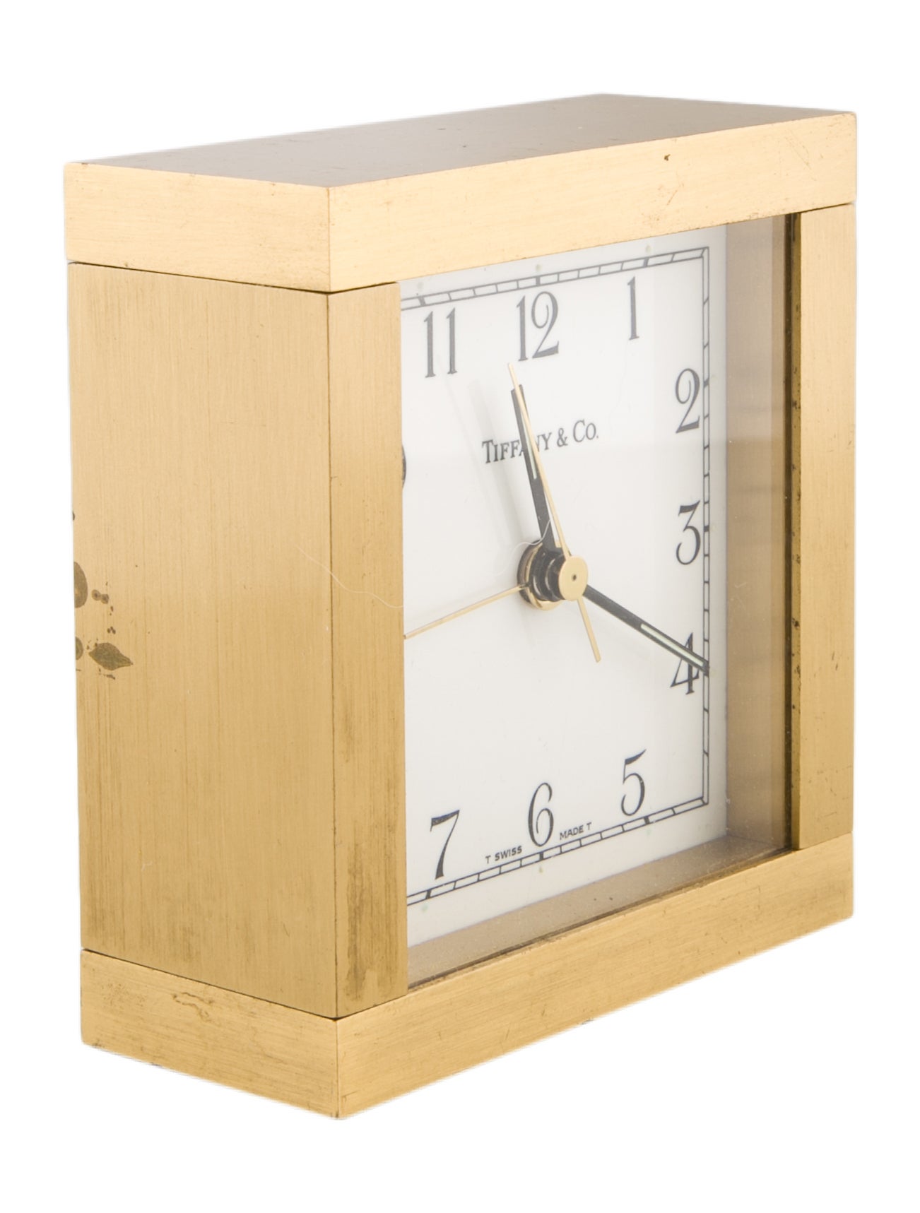 Tiffany & Co. Brass Square Desk Clock - Gold Decorative Accents, Decor ...