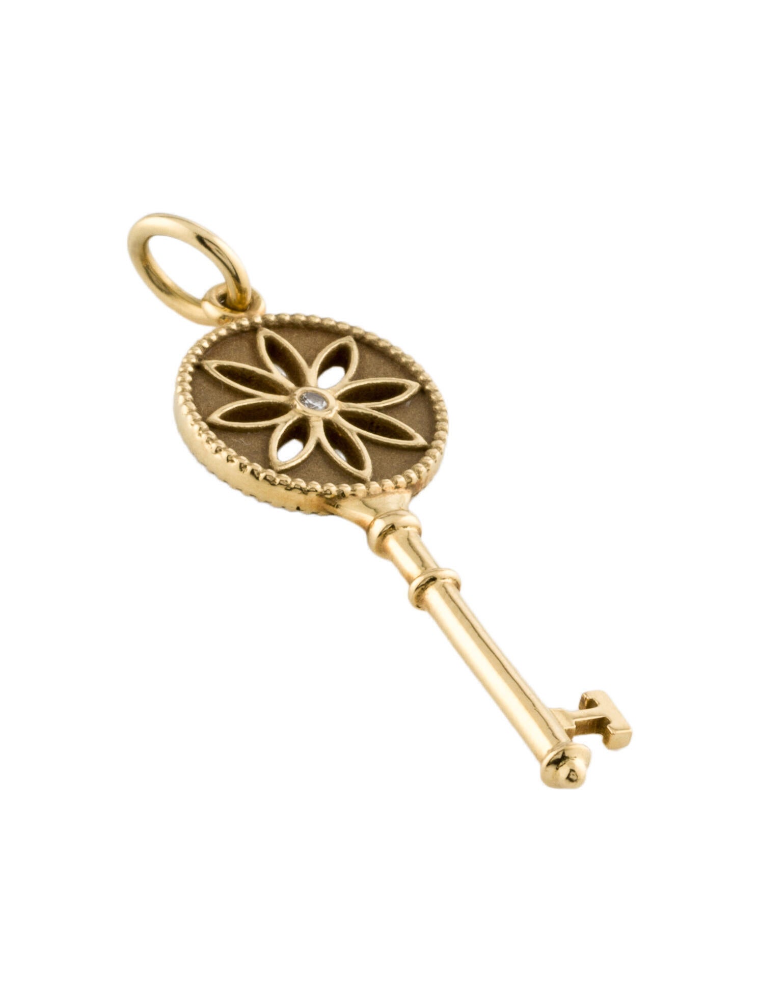 Tiffany & Co. 18K Diamond Daisy Key Pendant - 18K Yellow Gold Pendant ...