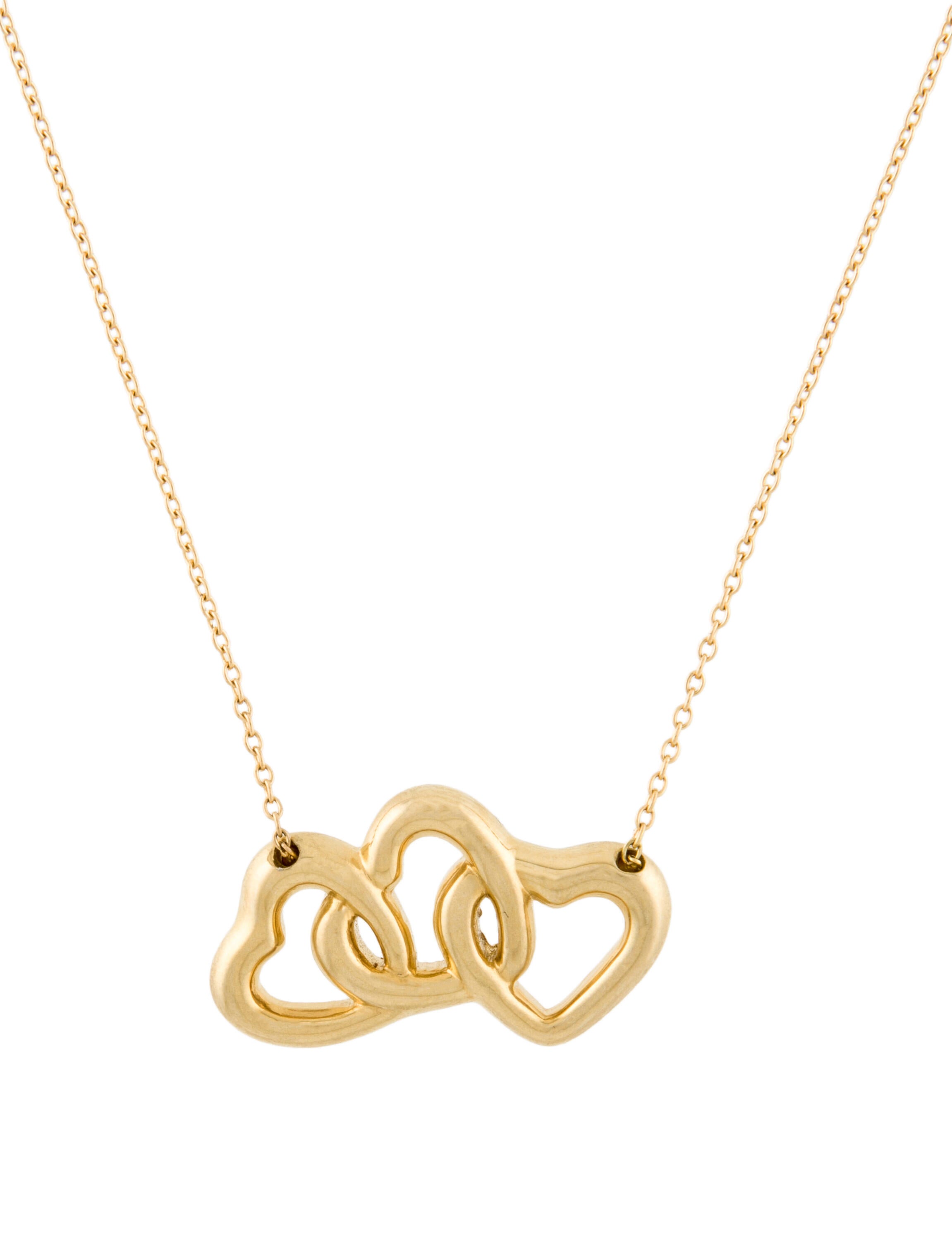 Tiffany & Co. Vintage 18K Diamond Triple Heart Pendant Necklace - 18K ...