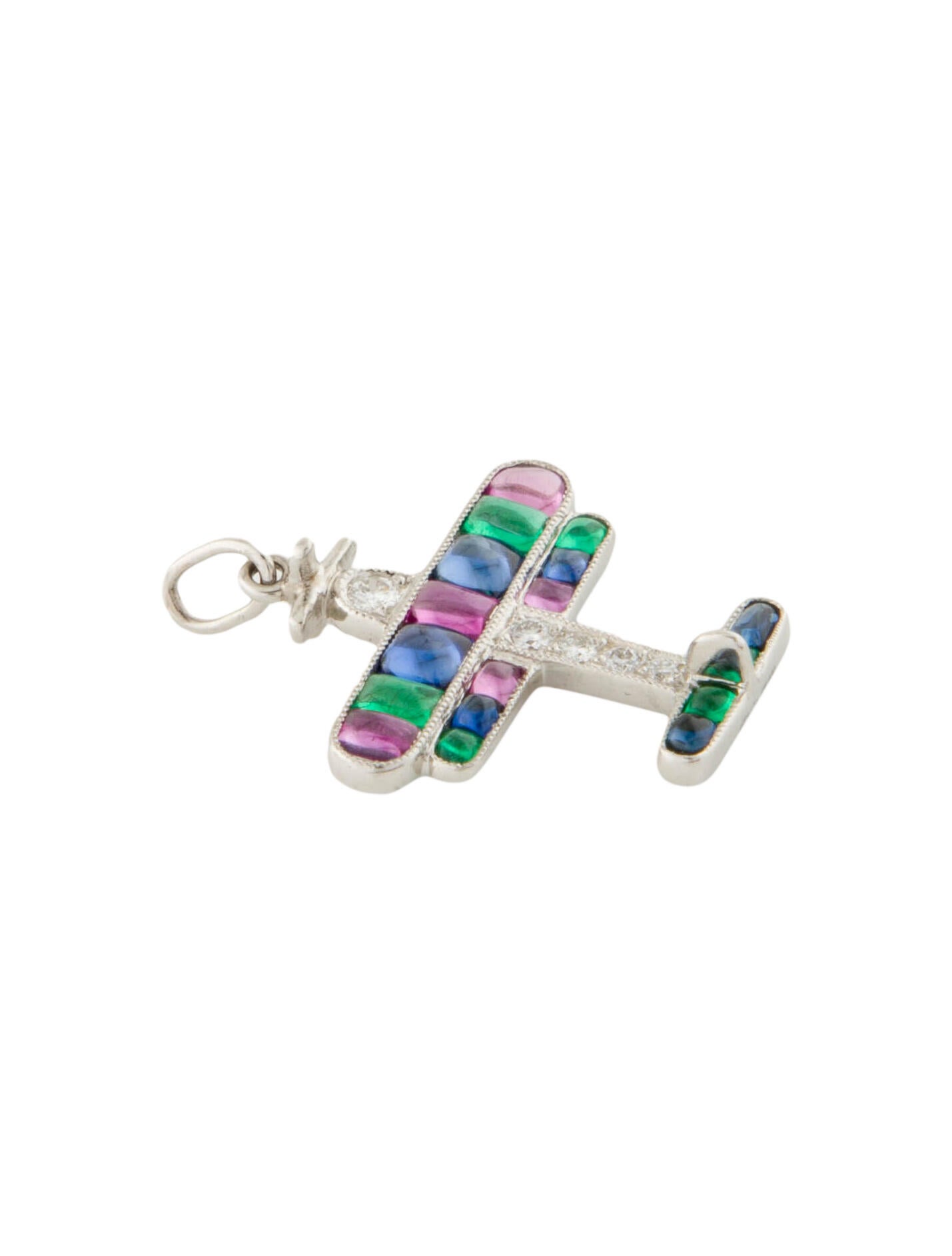 Tiffany & Co. Platinum Multistone & Diamond Airplane Pendant ...