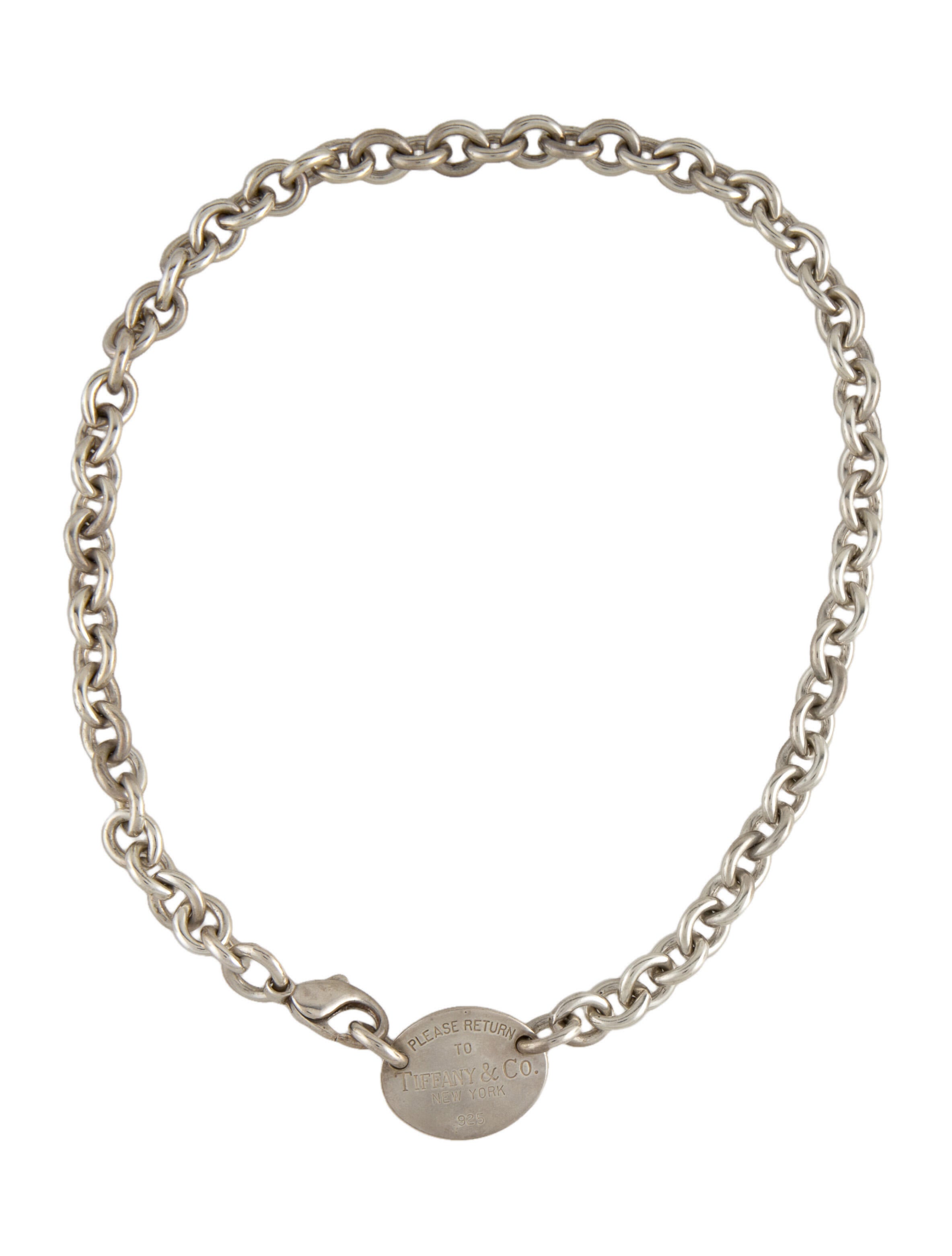 Tiffany & Co. Oval Tag Chain Link Necklace - Sterling Silver Chain ...
