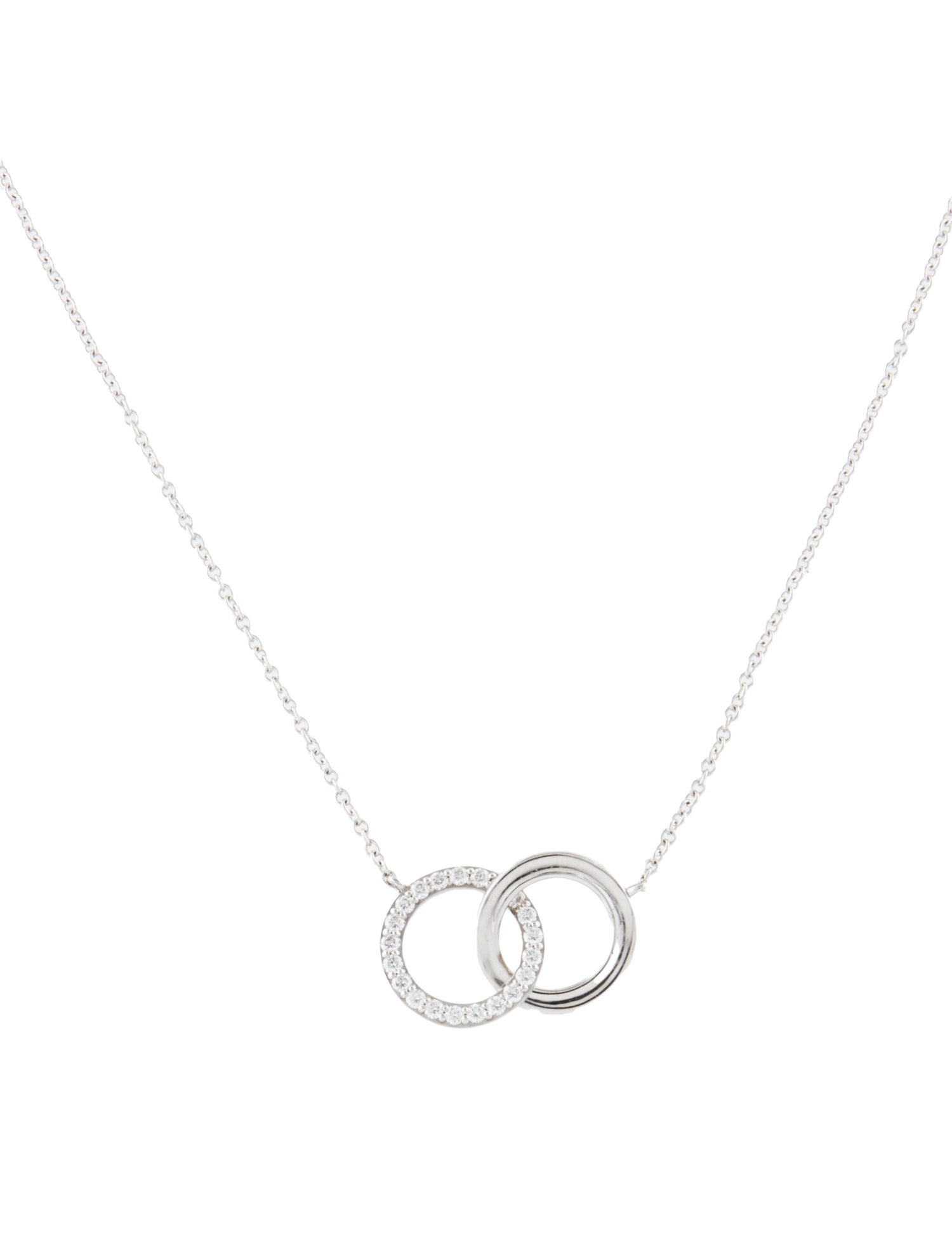 Tiffany & Co. 18K Diamond Double Interlocking Circles Pendant Necklace ...