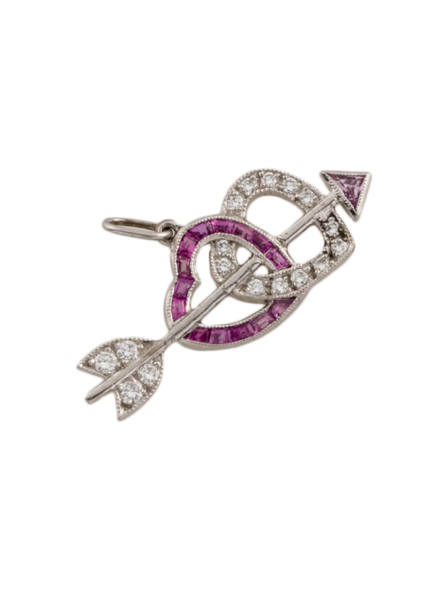 Tiffany & Co. Platinum Pink Sapphire & Diamond Cupid's Heart & Arrow ...