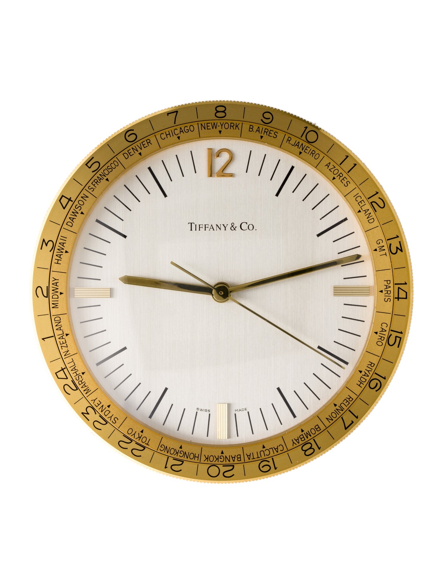 Tiffany & Co. World Time Desk Clock - Gold Decorative Accents, Decor ...