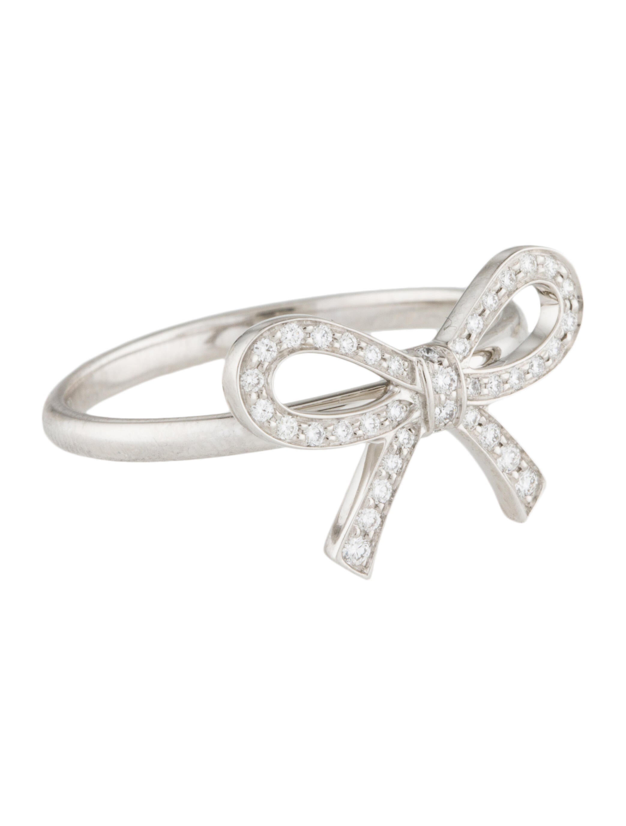 Tiffany & Co. Platinum Diamond Bow Cocktail Ring - 950 Platinum ...
