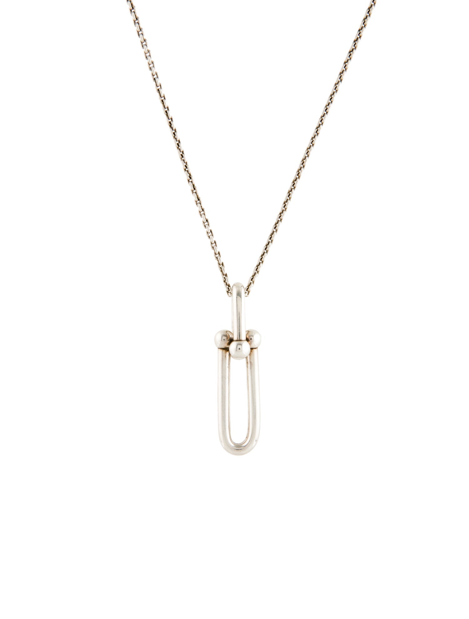Tiffany & Co. Elongated Link Pendant Necklace - Sterling Silver Pendant ...