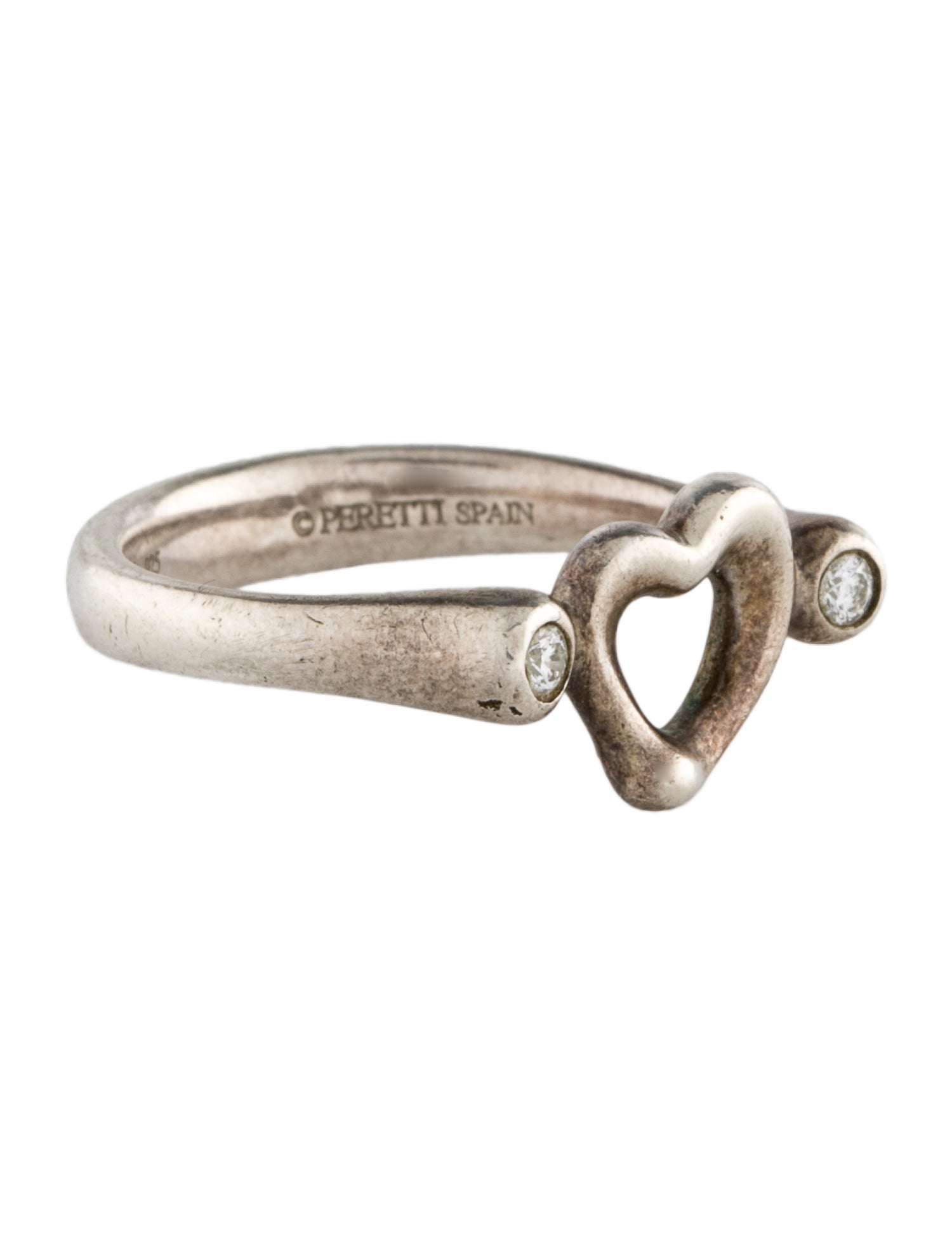 Tiffany & Co. Elsa Peretti Diamond Open Heart Ring - Sterling Silver ...