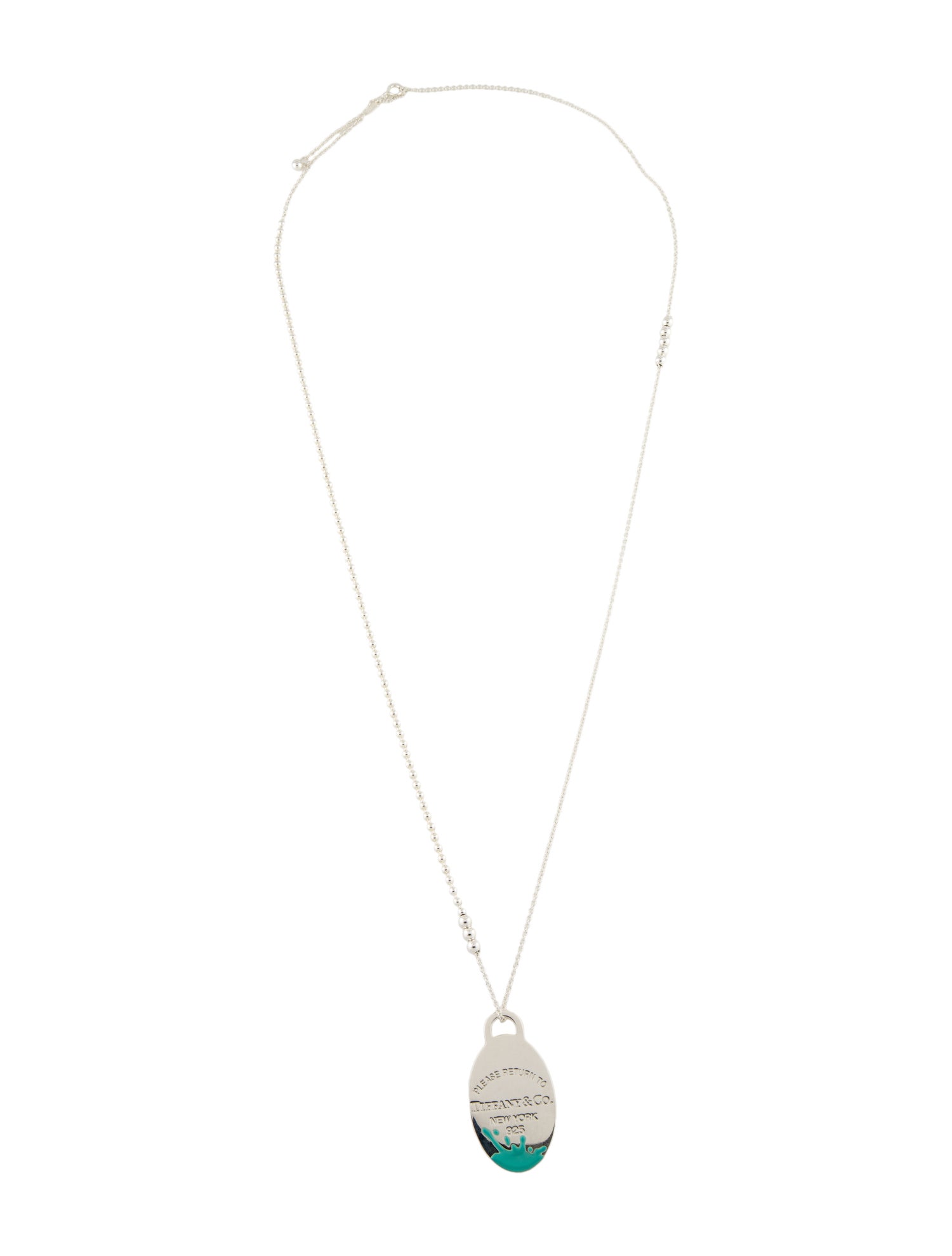 Tiffany & Co. Color Splash Oval Tag Pendant & Mixed Bead Chain Necklace ...