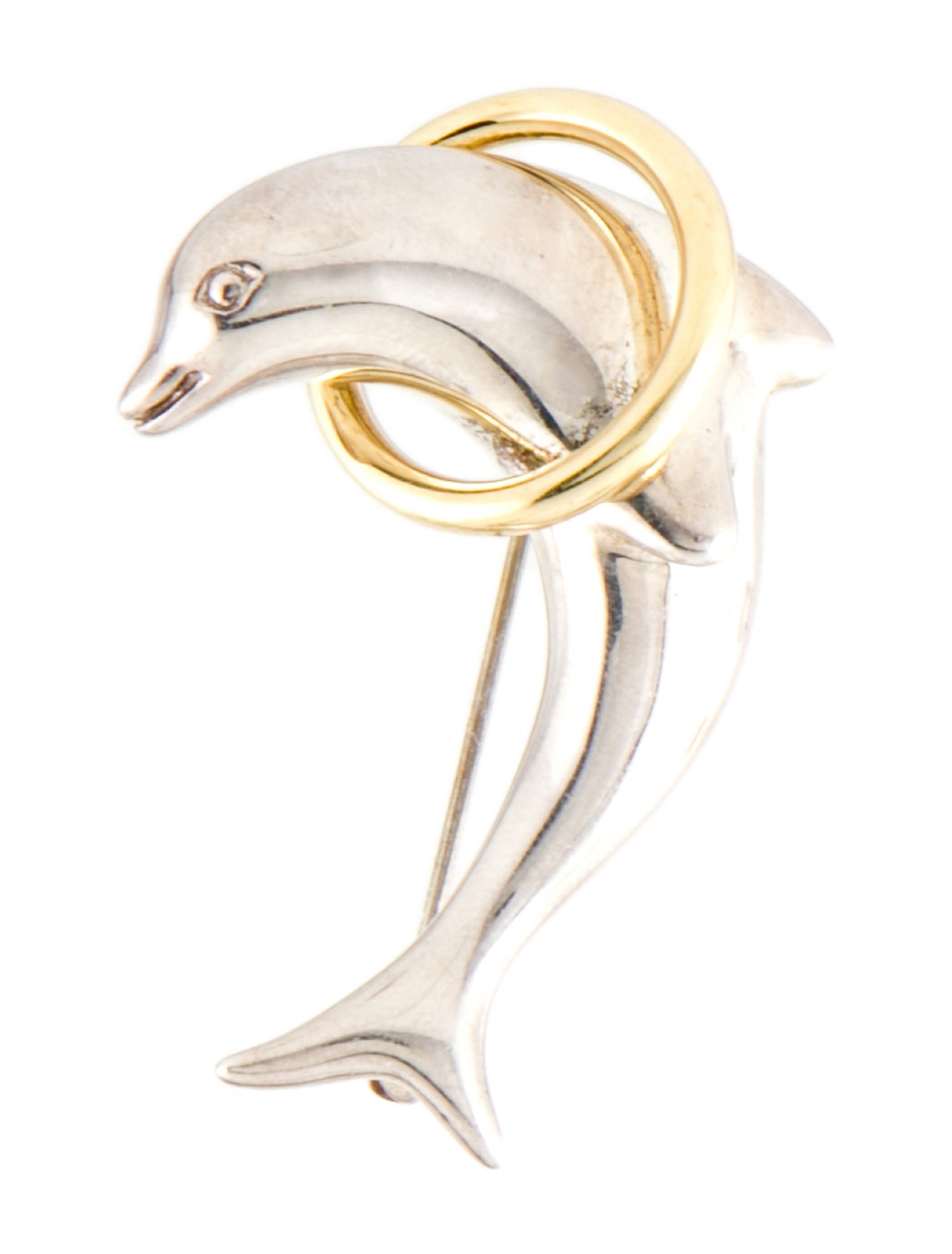 Tiffany & Co. Two-Tone Dolphin Brooch - 18K Yellow Gold - TIF272937 ...