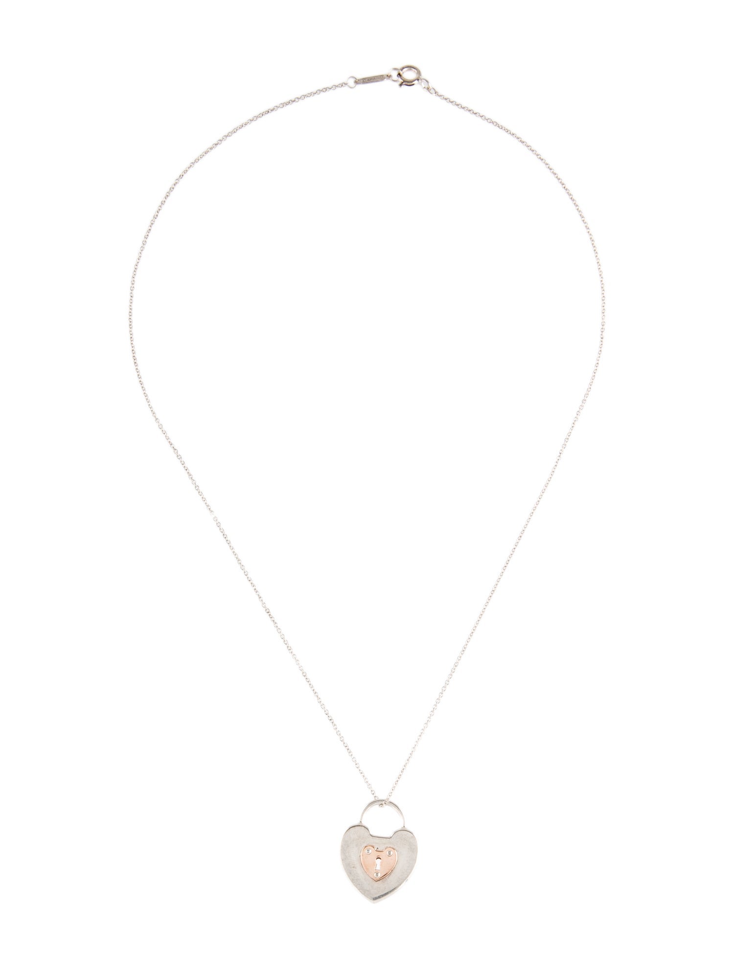 Tiffany & Co. Two-Tone Lock Heart Pendant Necklace - Pendant Necklace ...