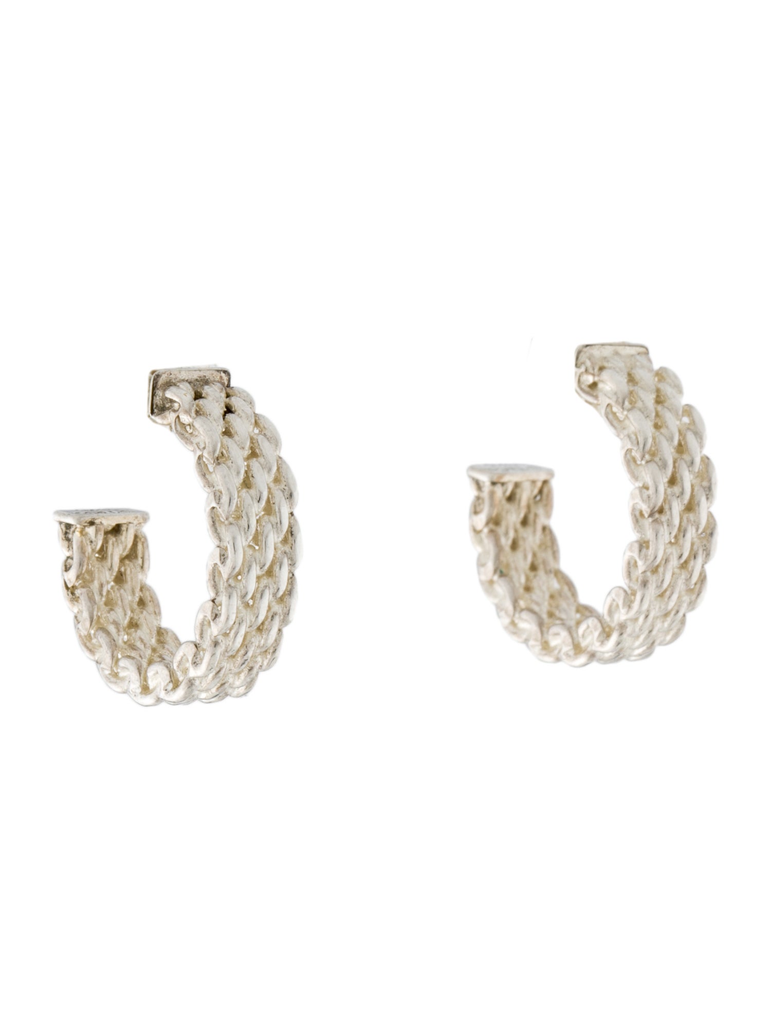 Tiffany & Co. Somerset Mesh Hoop Earrings - 14K White Gold Hoop ...