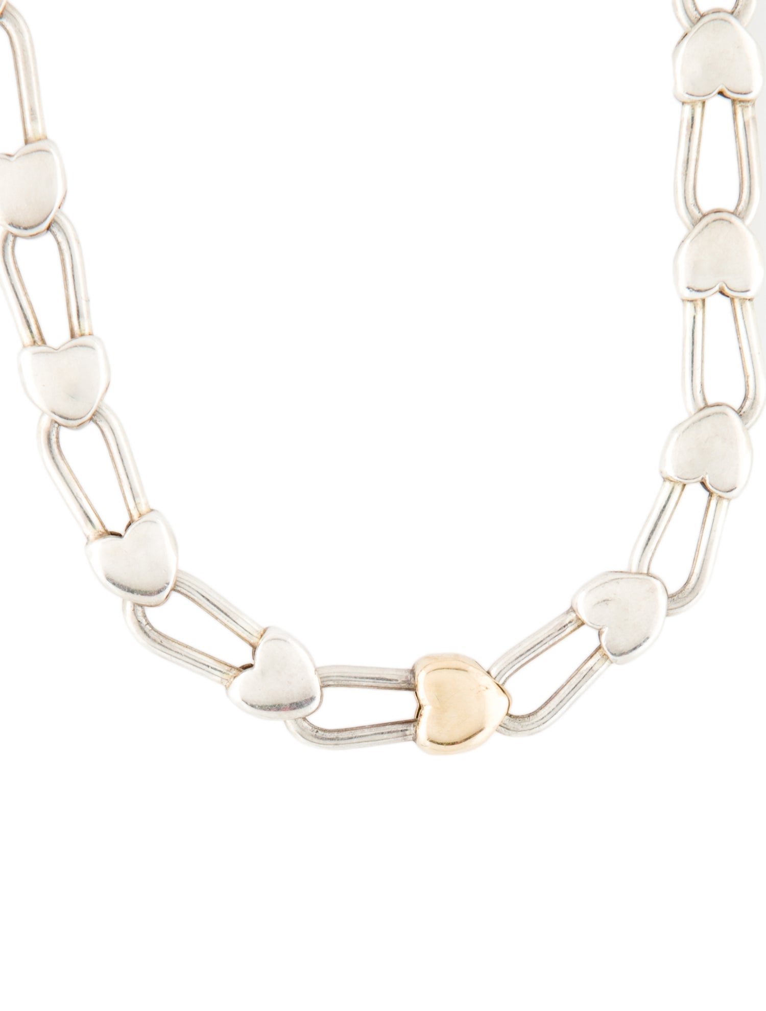 Tiffany & Co. Vintage Two-Tone Heart Paperclip Chain Link Necklace ...