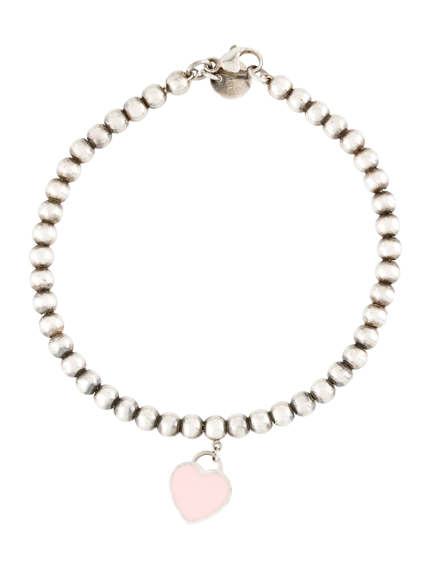 Tiffany & Co. Pink Heart Bead Bracelet - Pink, Sterling Silver Bead ...