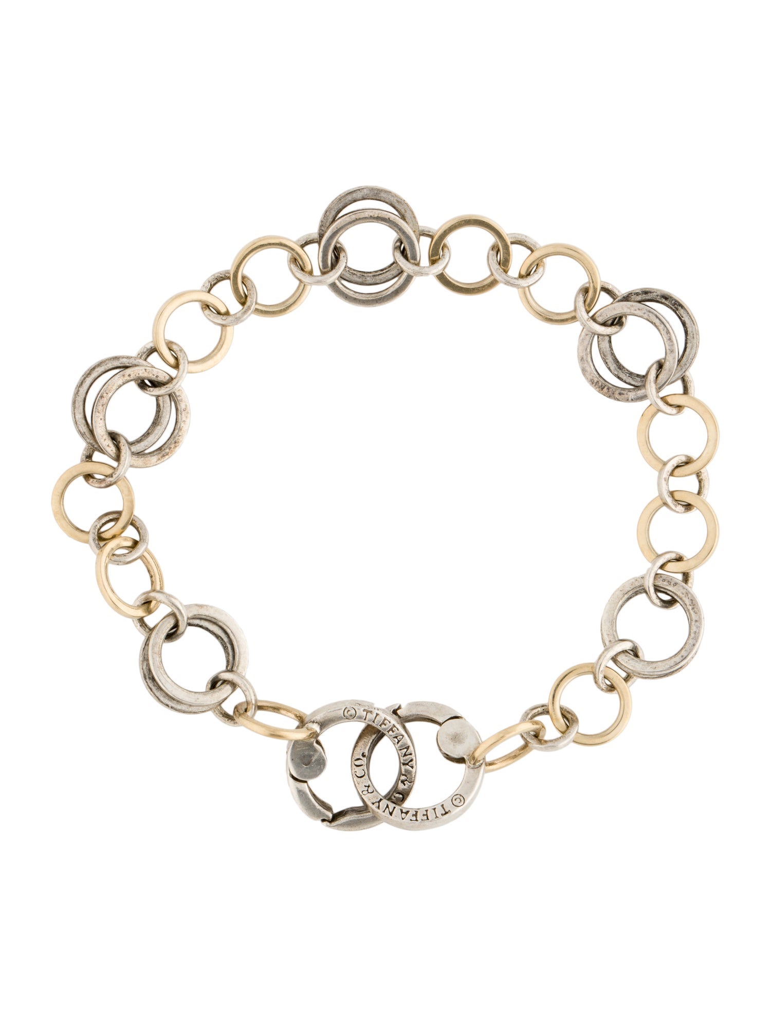 Tiffany & Co. Two-Tone Circle Link Bracelet - 18K Yellow Gold Link ...