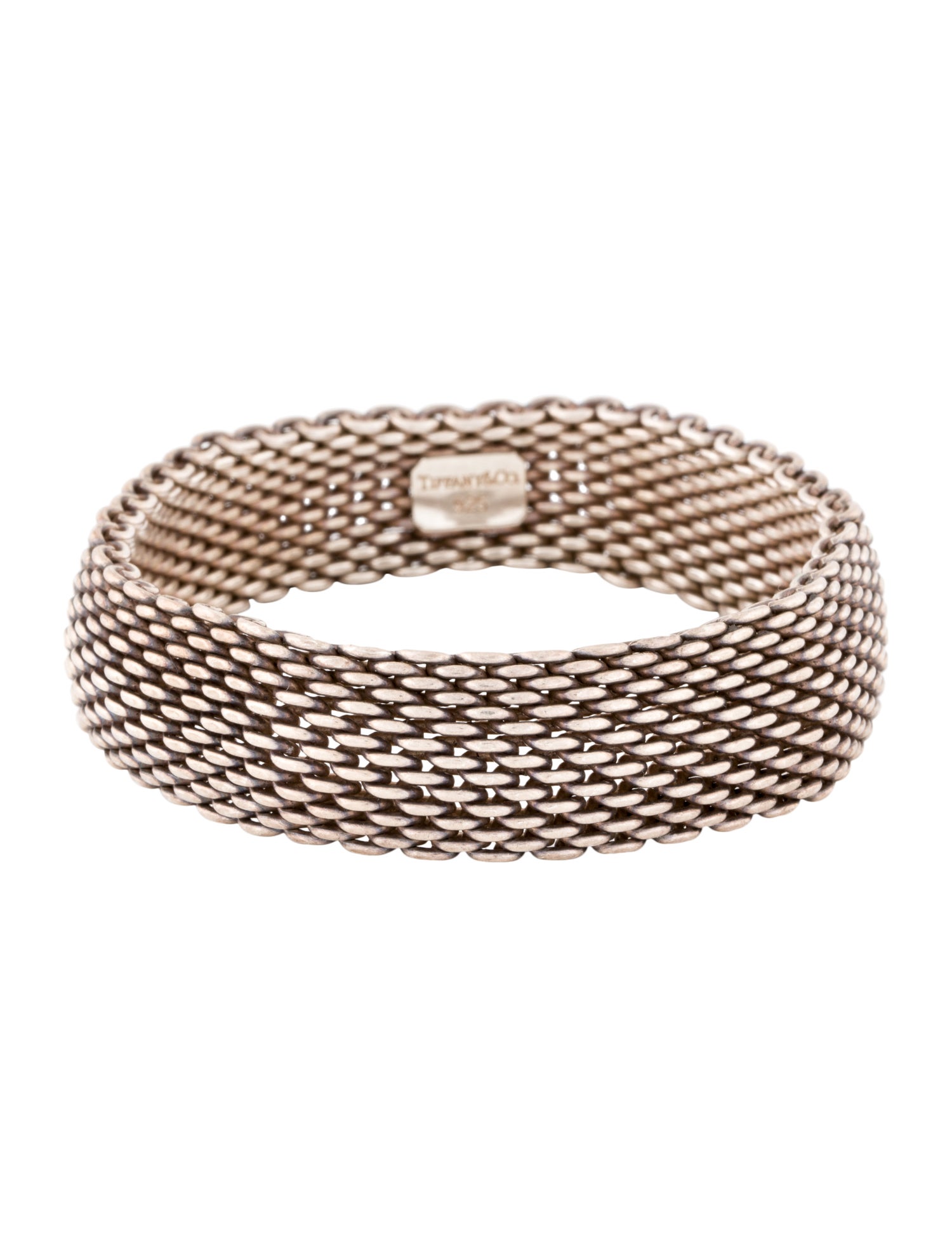 Tiffany & Co. Somerset® Wide Mesh Bangle Bracelet - Sterling Silver Bangle, Bracelets ...