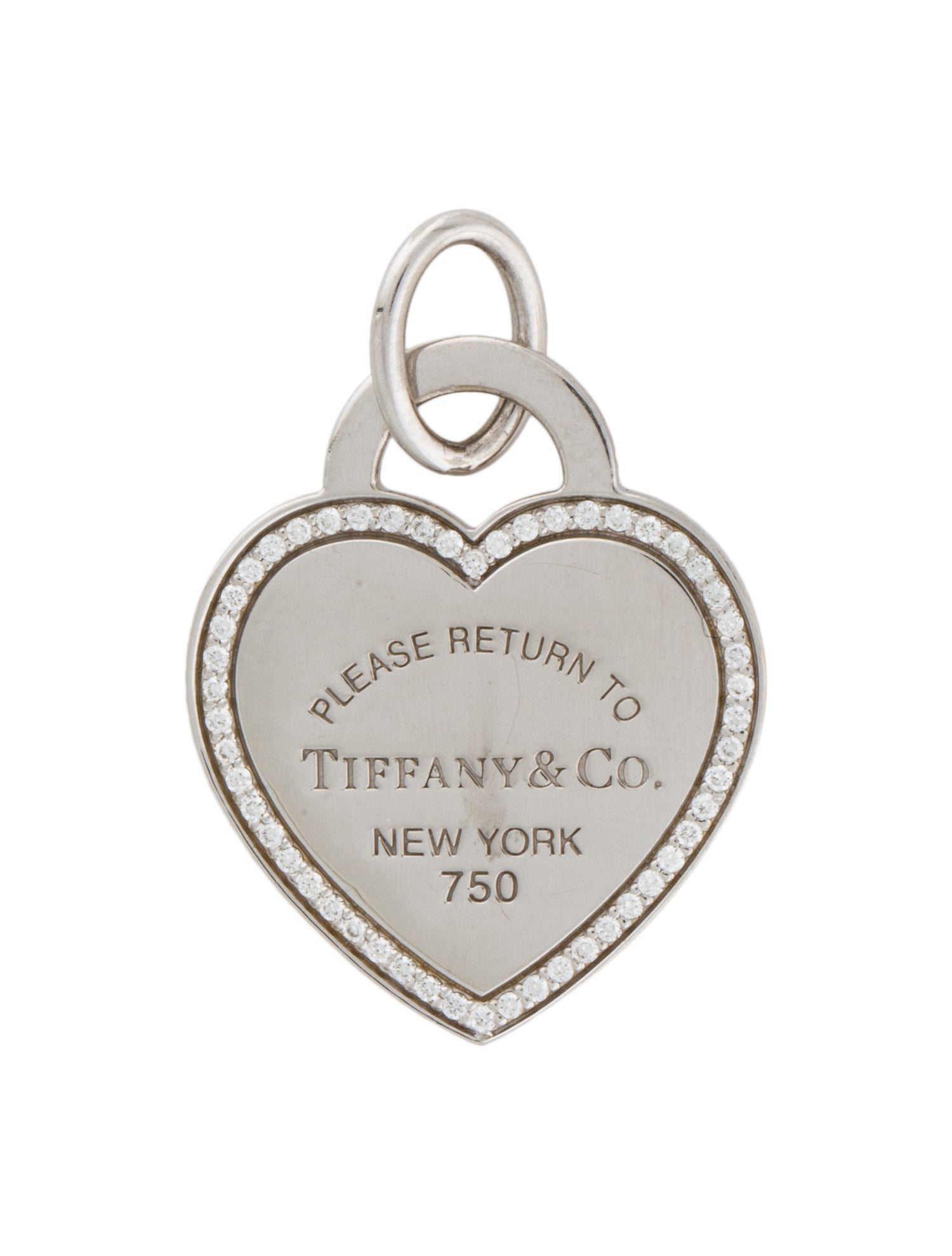 Tiffany & Co. 18K Diamond Heart Charm Pendant - 18K White Gold Pendant ...