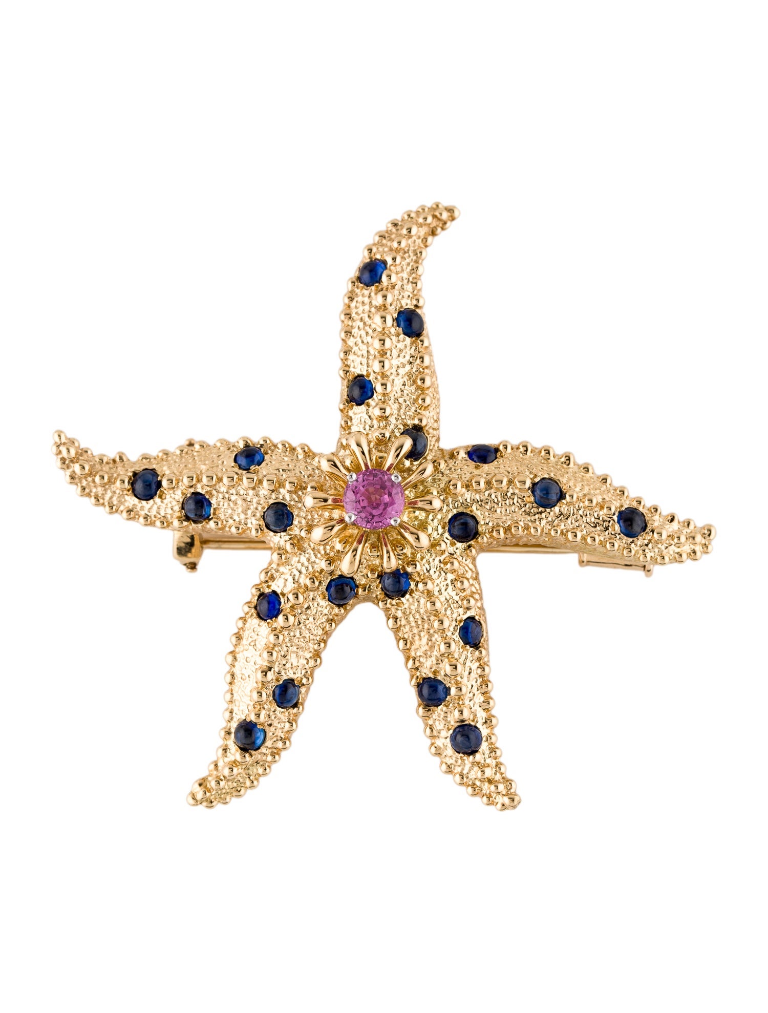Tiffany & Co. 18K Sapphire Starfish Pendant Brooch - 18K Yellow Gold ...