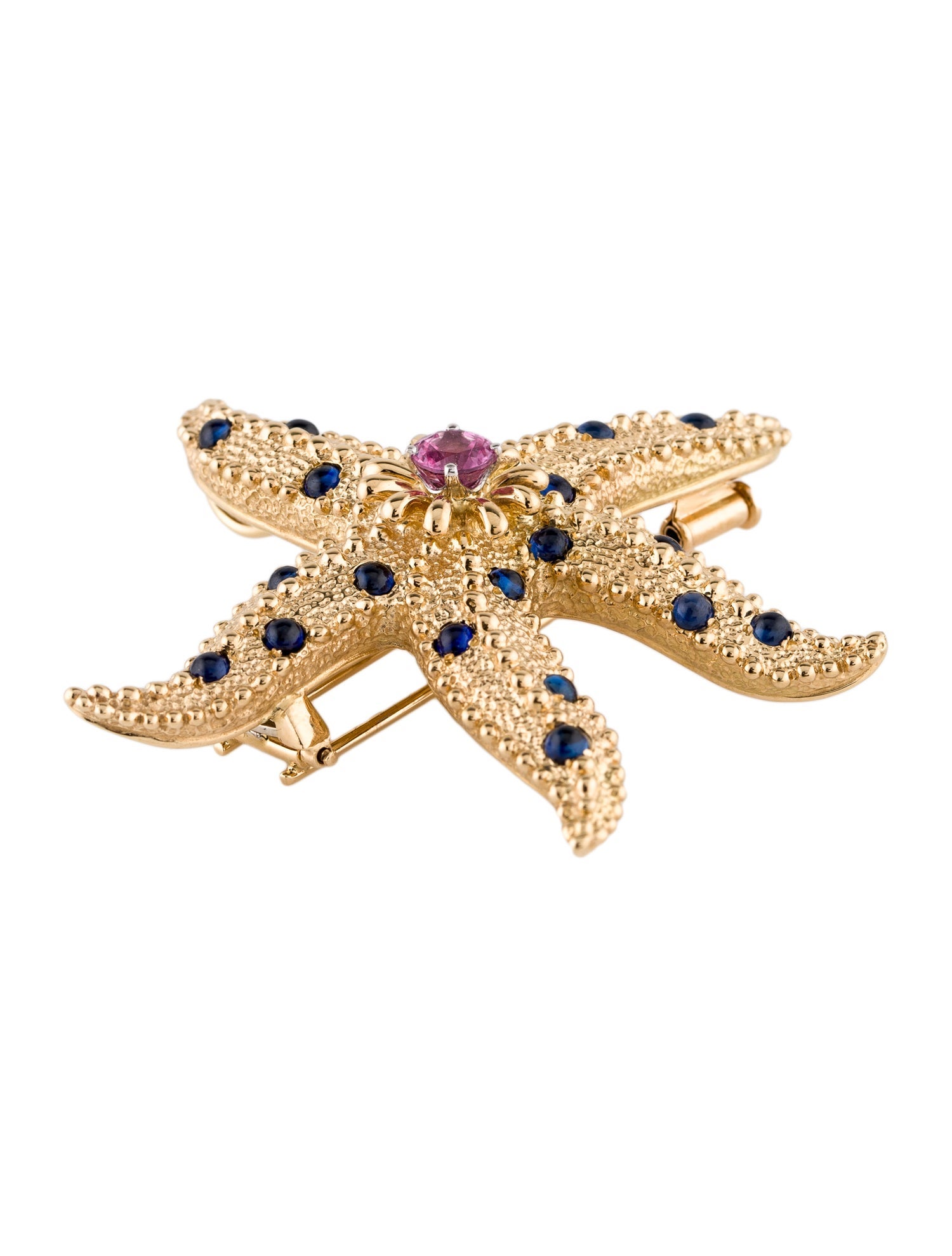 Tiffany & Co. 18K Sapphire Starfish Pendant Brooch - 18K Yellow Gold ...