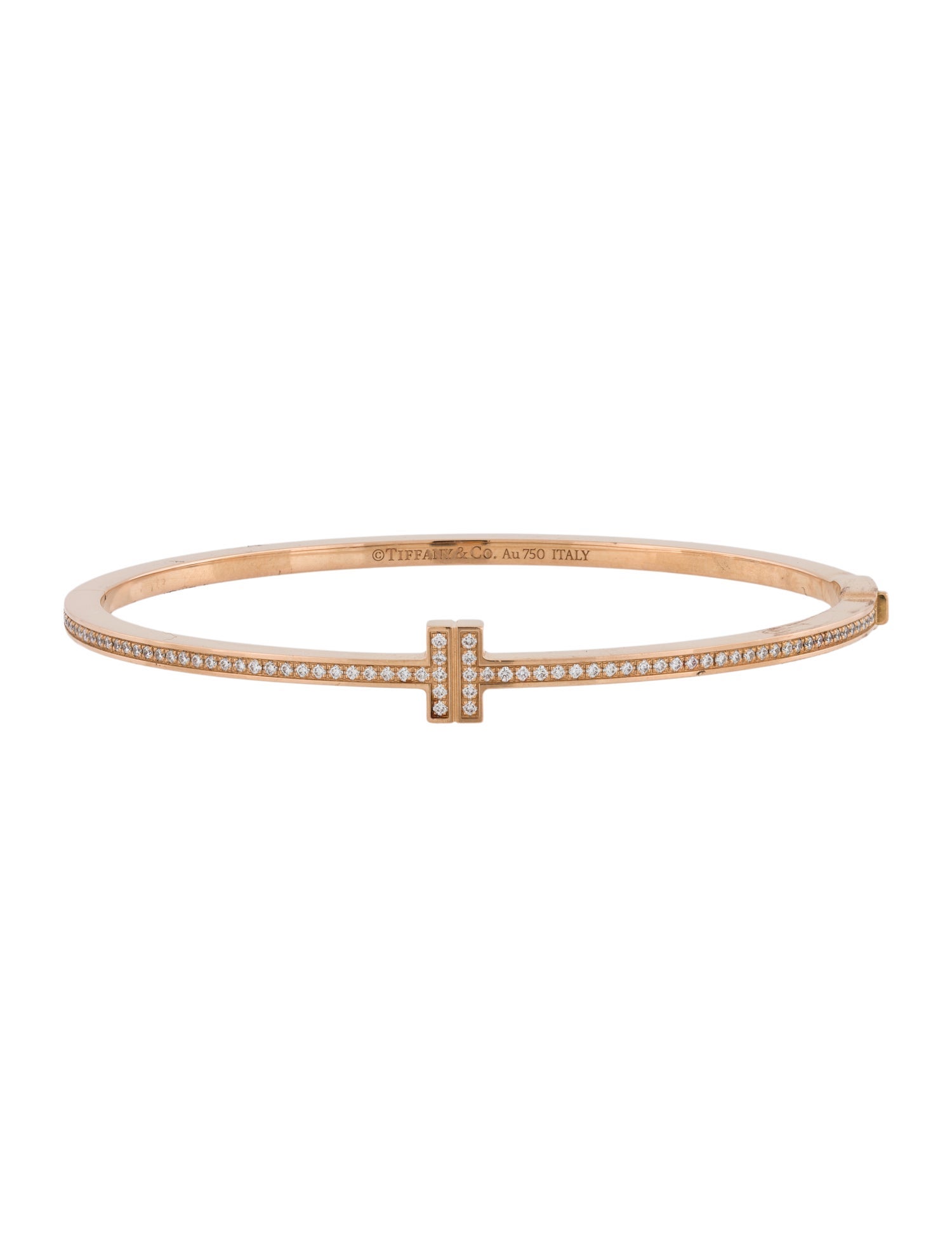 Tiffany & Co. 18K Diamond T Hinged Wire Bangle Bracelet - Bangle ...
