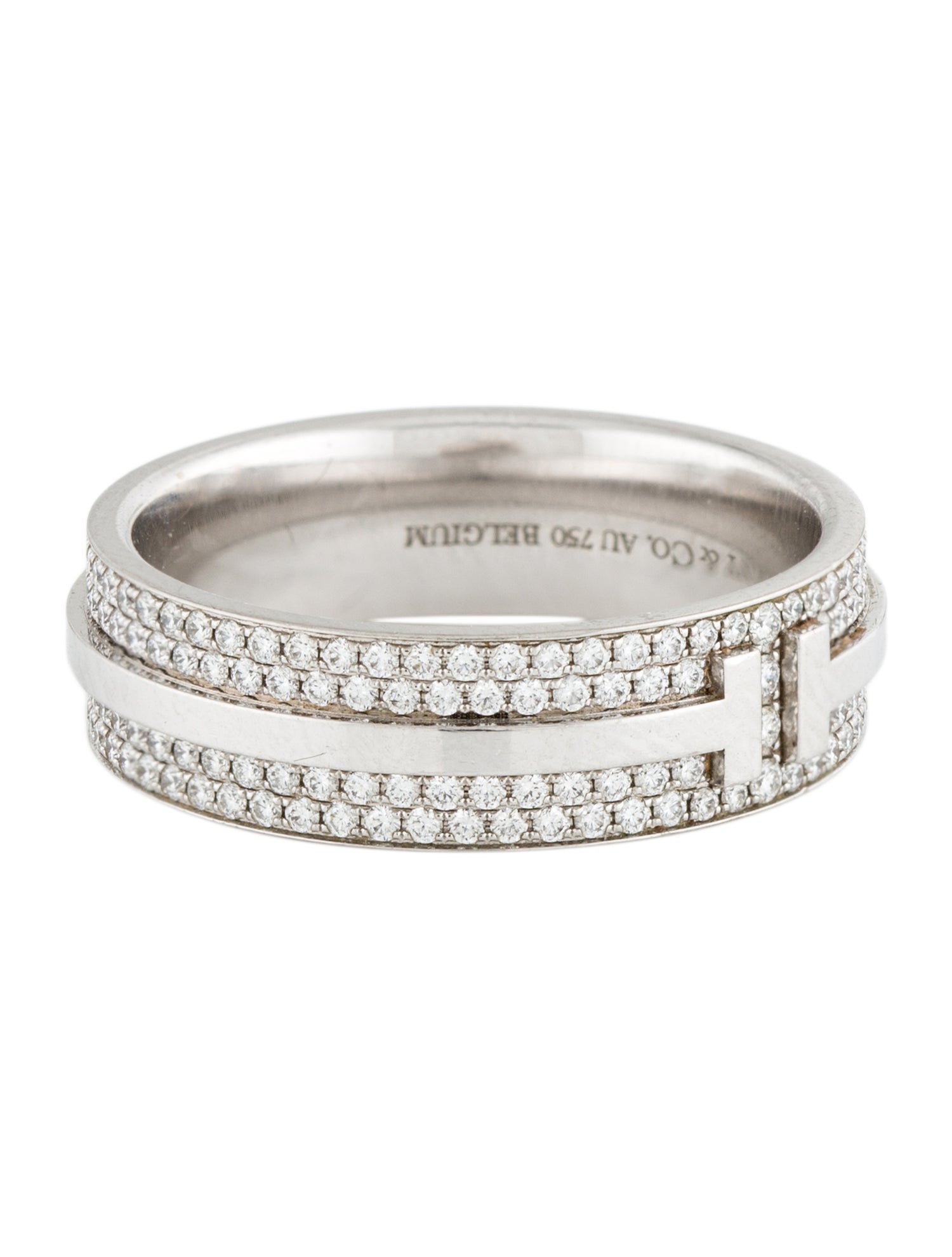 Tiffany & Co. 18K Diamond Tiffany T Wide Pave Band - Rhodium-Plated 18K ...