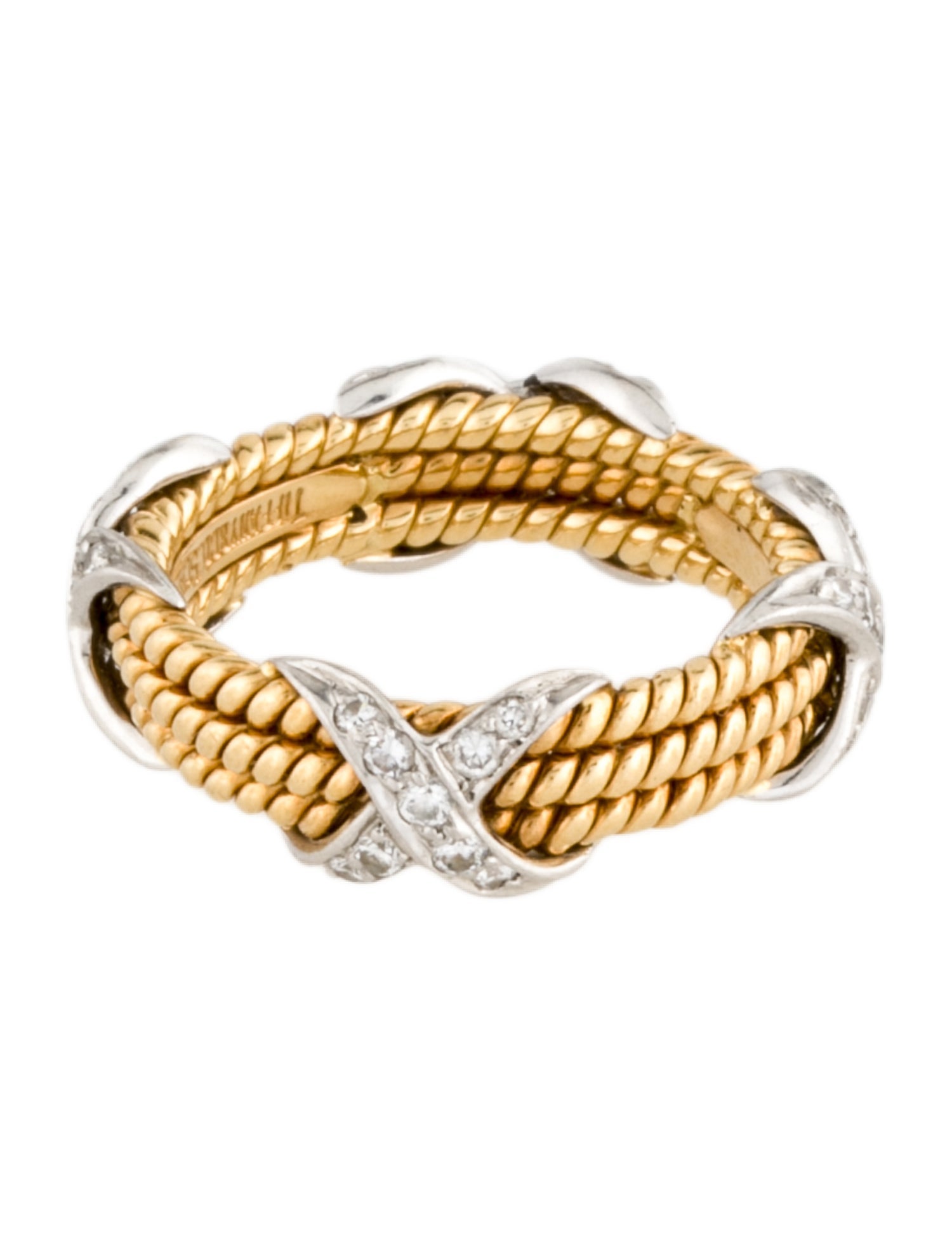 Tiffany & Co. Diamond Schlumberger® Three-Row X Band - 18K Yellow Gold ...