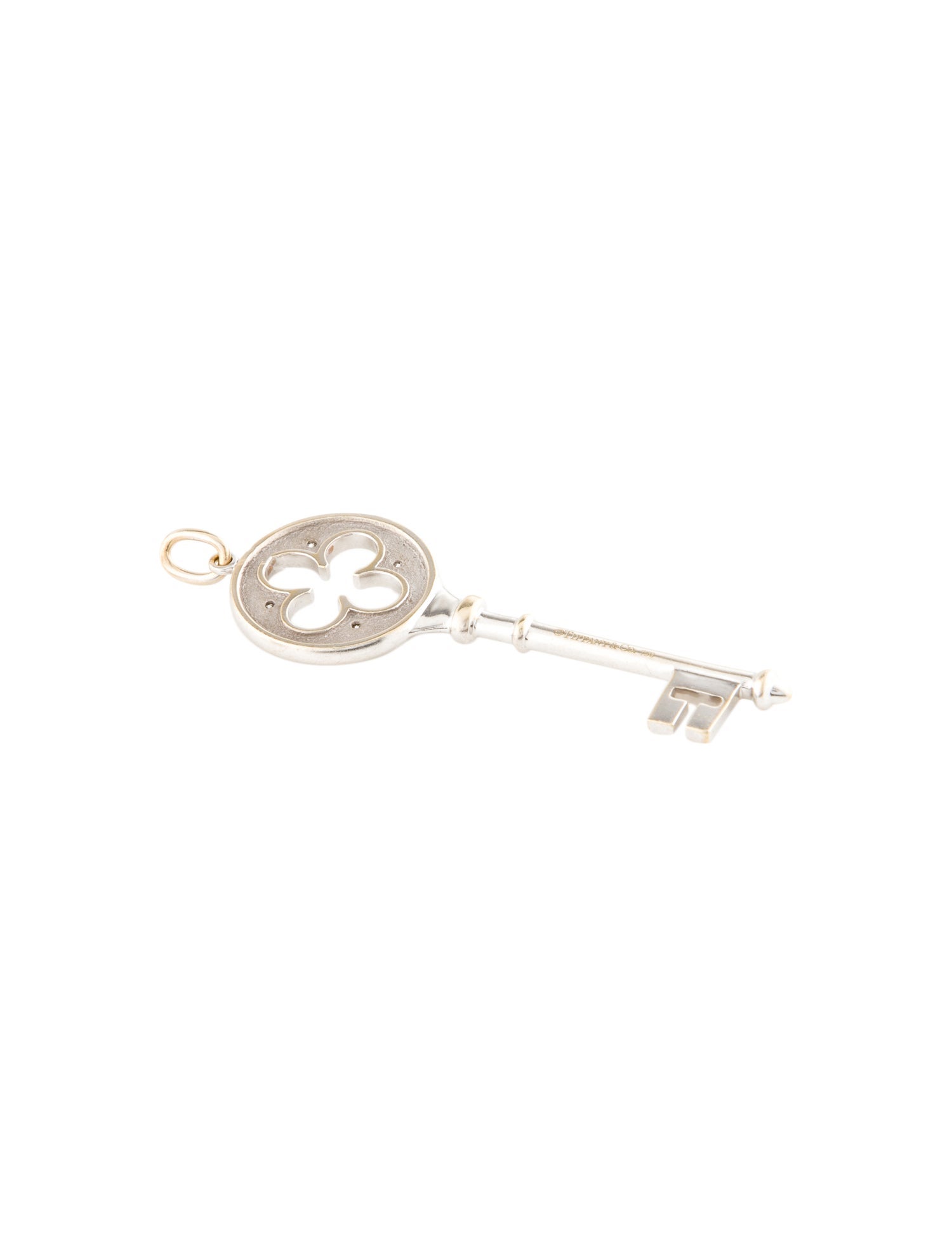 Tiffany & Co. 18K Diamond Clover Key Pendant - Rhodium-Plated 18K White ...