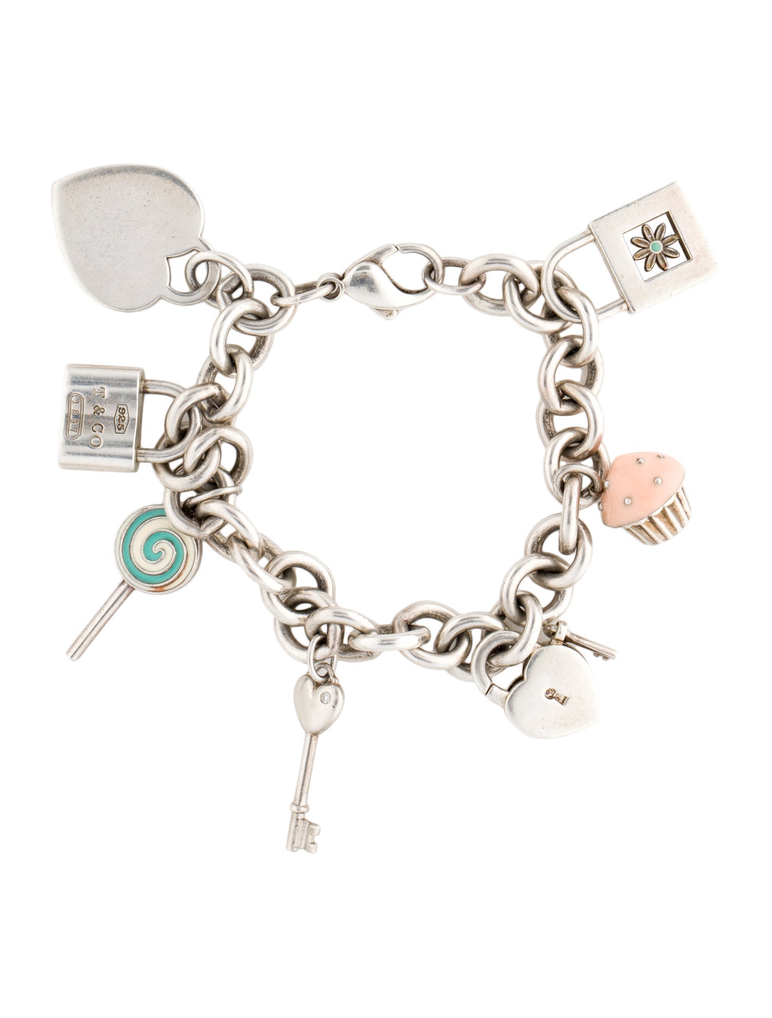 Tiffany & Co. Enamel & Diamond Multi-Charm Bracelet - Blue, Sterling ...