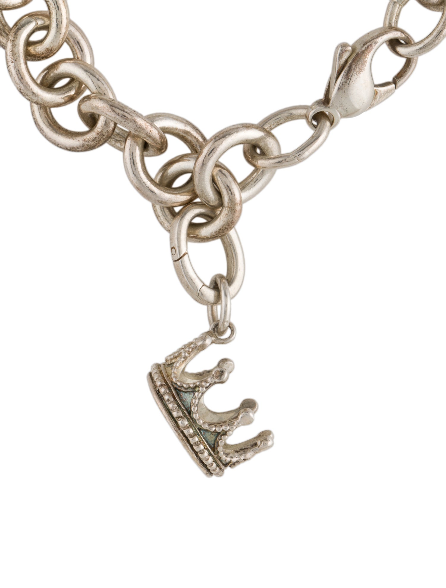 Tiffany & Co. Crown Charm Round Link Bracelet - Sterling Silver Charm ...