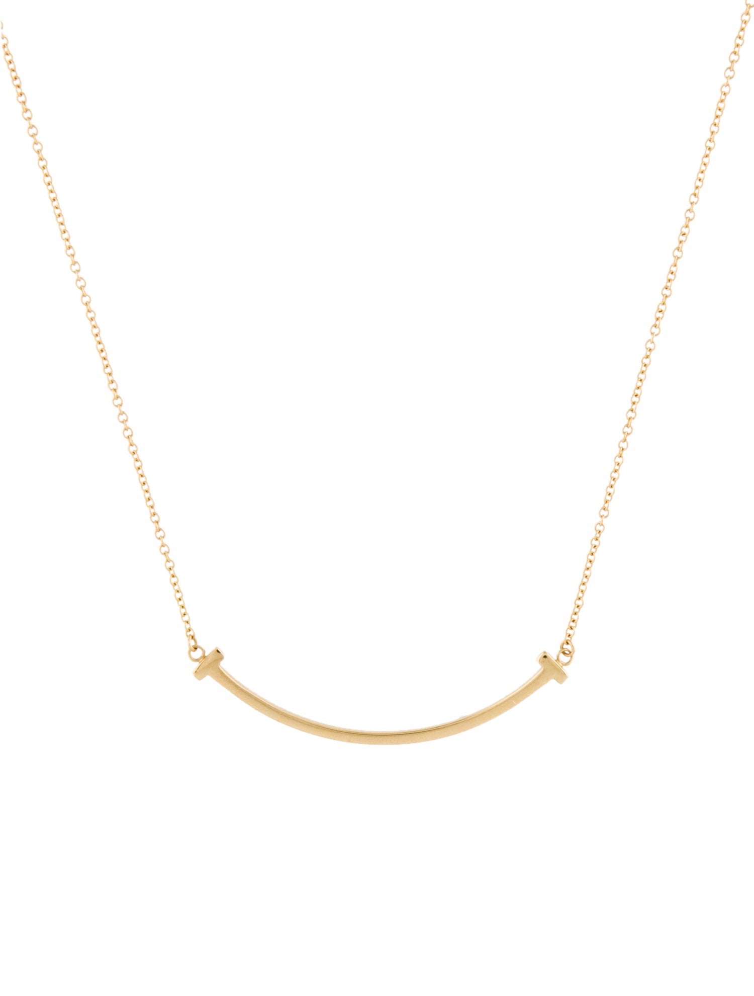 Tiffany & Co. 18K T Smile Pendant Necklace - 18K Yellow Gold Chain ...