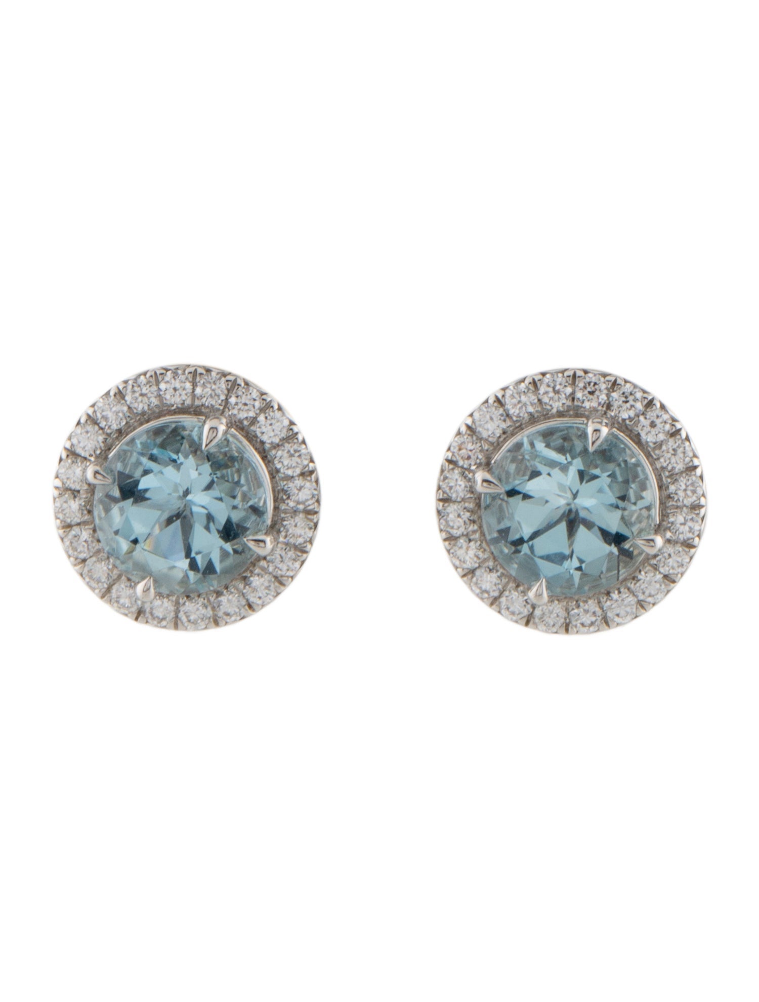 Tiffany & Co. Soleste Platinum Aqaumarine & Diamond Stud Earrings - 950 ...
