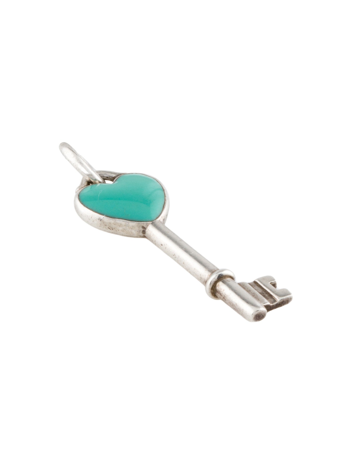 Tiffany & Co. Enamel Heart Key Pendant - Blue, Sterling Silver Pendant ...