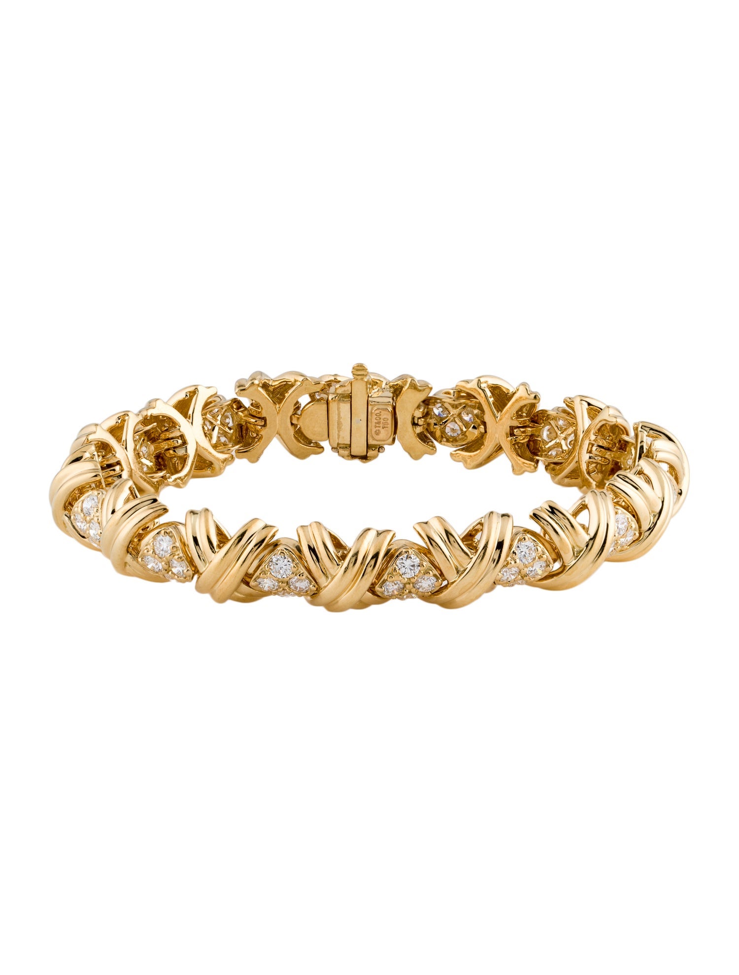 Tiffany & Co. 18K Diamond Signature X Link Bracelet - 18K Yellow Gold ...