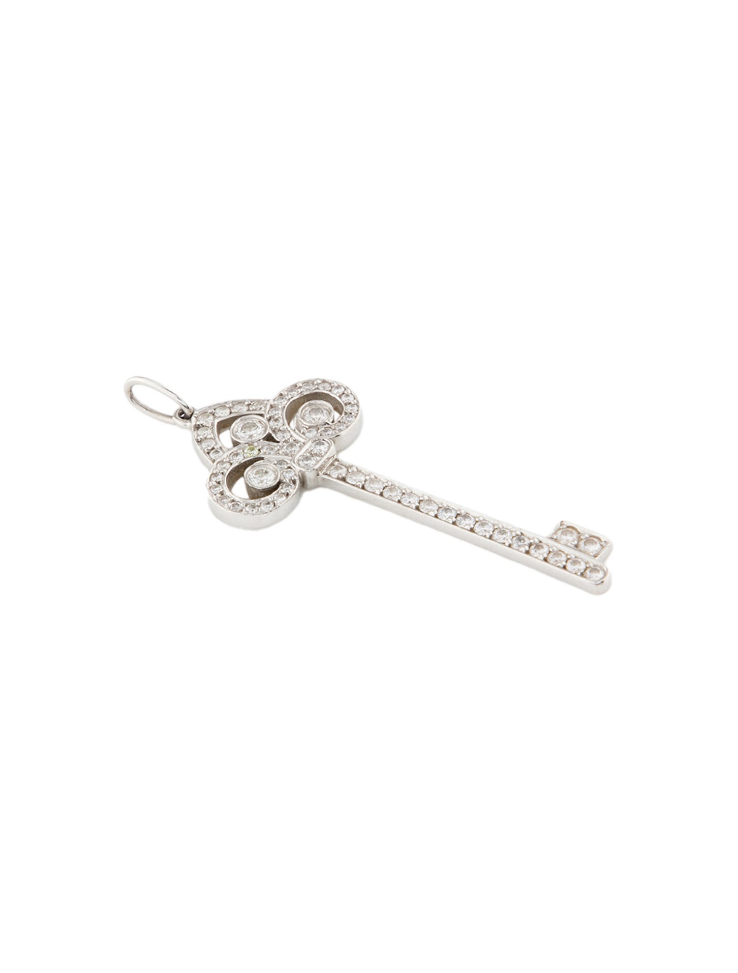 Tiffany & Co. Platinum Diamond Fleur de Lis Key Pendant - 950 Platinum ...