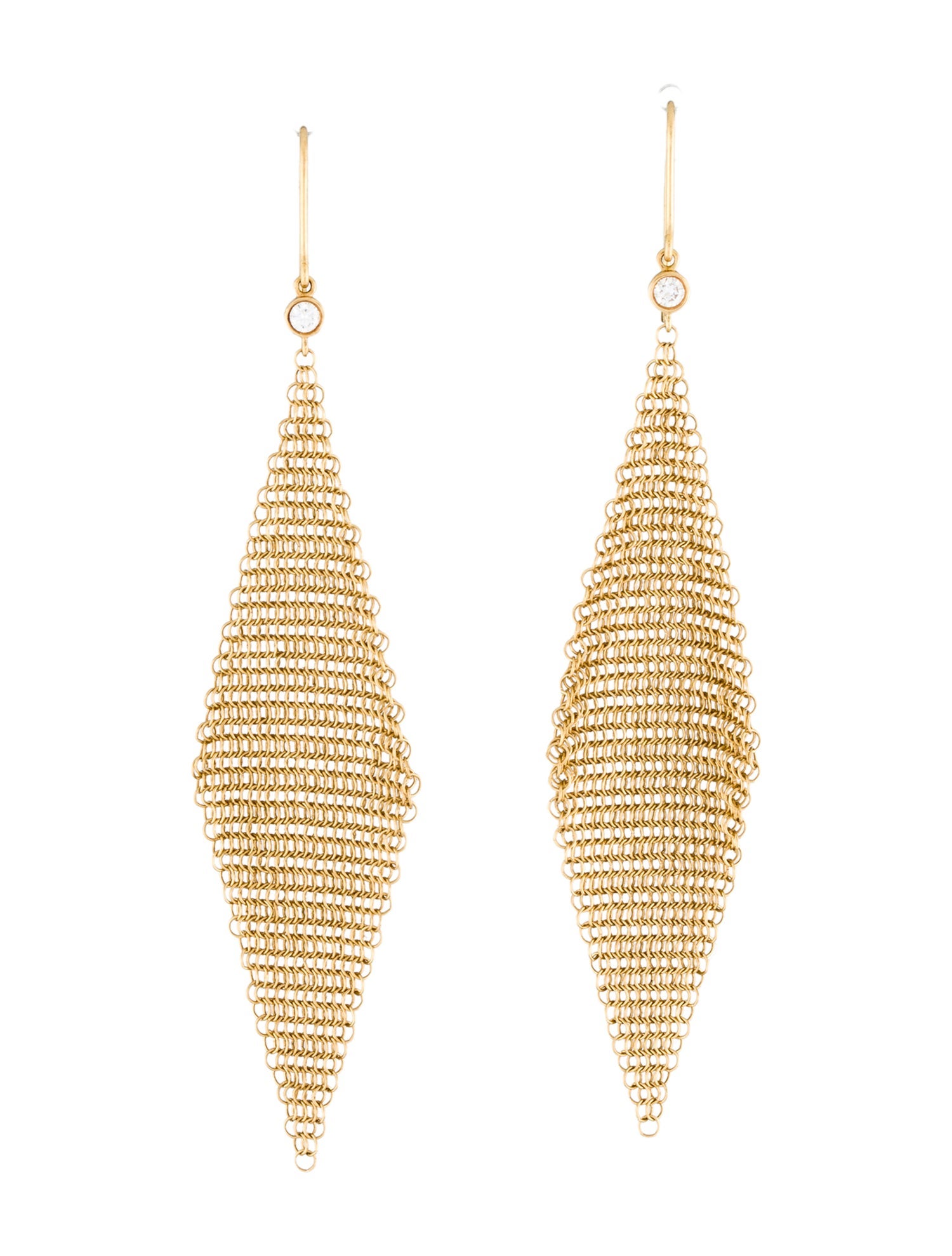 Tiffany & Co. 18K Diamond Mesh Drop Earrings - 18K Yellow Gold Drop ...