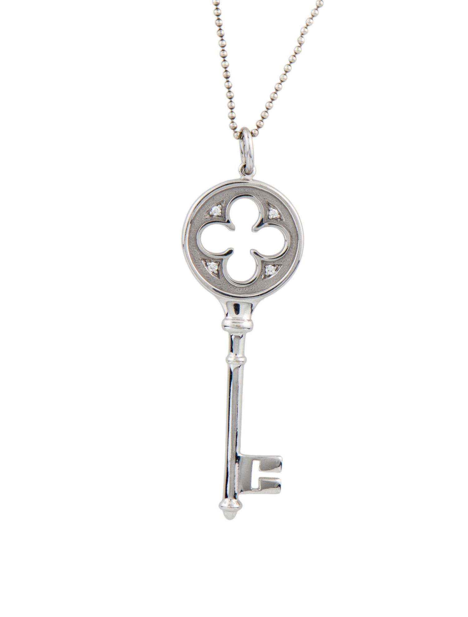 Tiffany & Co. Diamond Clover Key Pendant Necklace - Sterling Silver ...