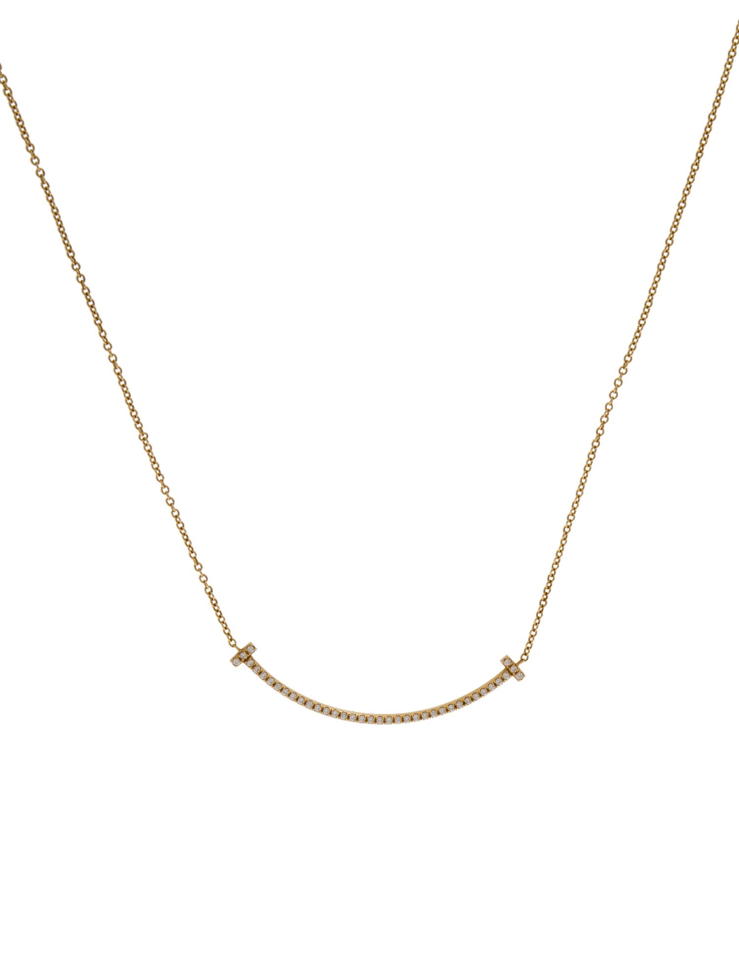 Tiffany & Co. 18K Diamond T-Smile Pendant Necklace - 18K Yellow Gold ...