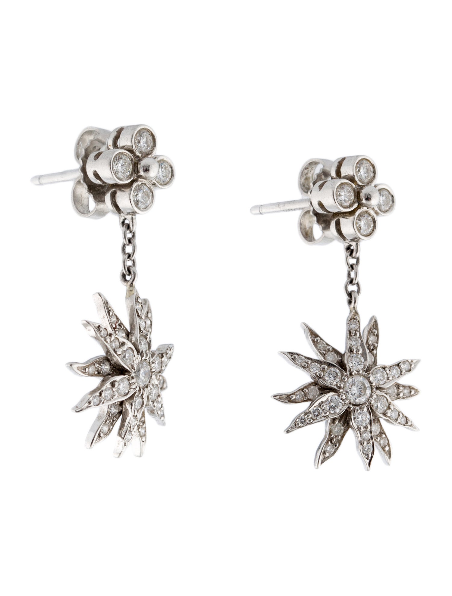 Tiffany & Co. Vintage Platinum Diamond ‘Lace Sunburst’ Drop Earrings ...