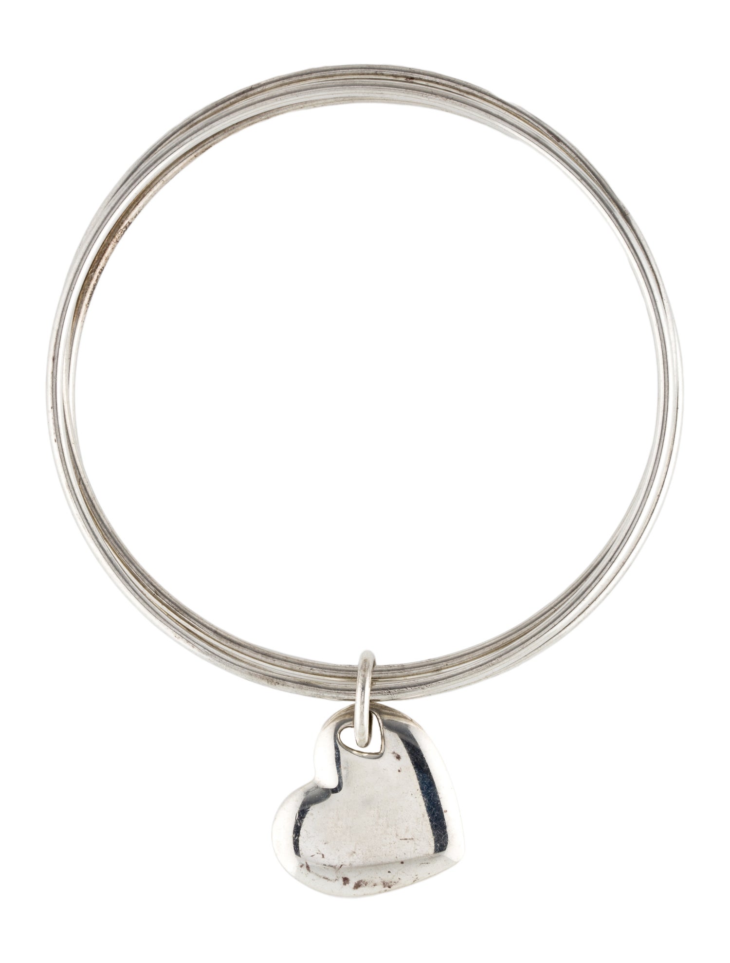Tiffany & Co. Stencil Heart Triple Bangle - Sterling Silver Charm ...