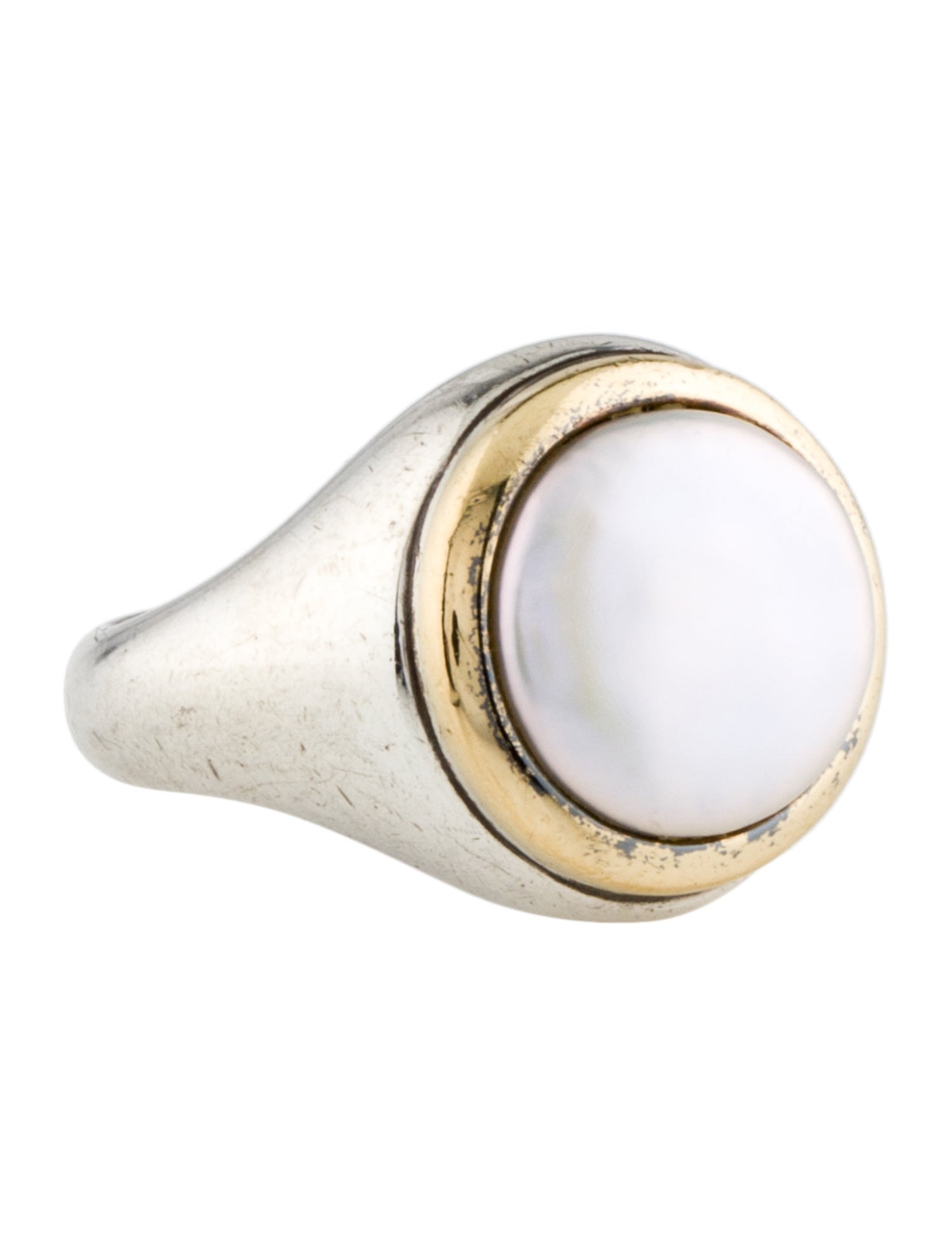 Tiffany & Co. Vintage Mother of Pearl Signet Ring - 18K Yellow Gold ...