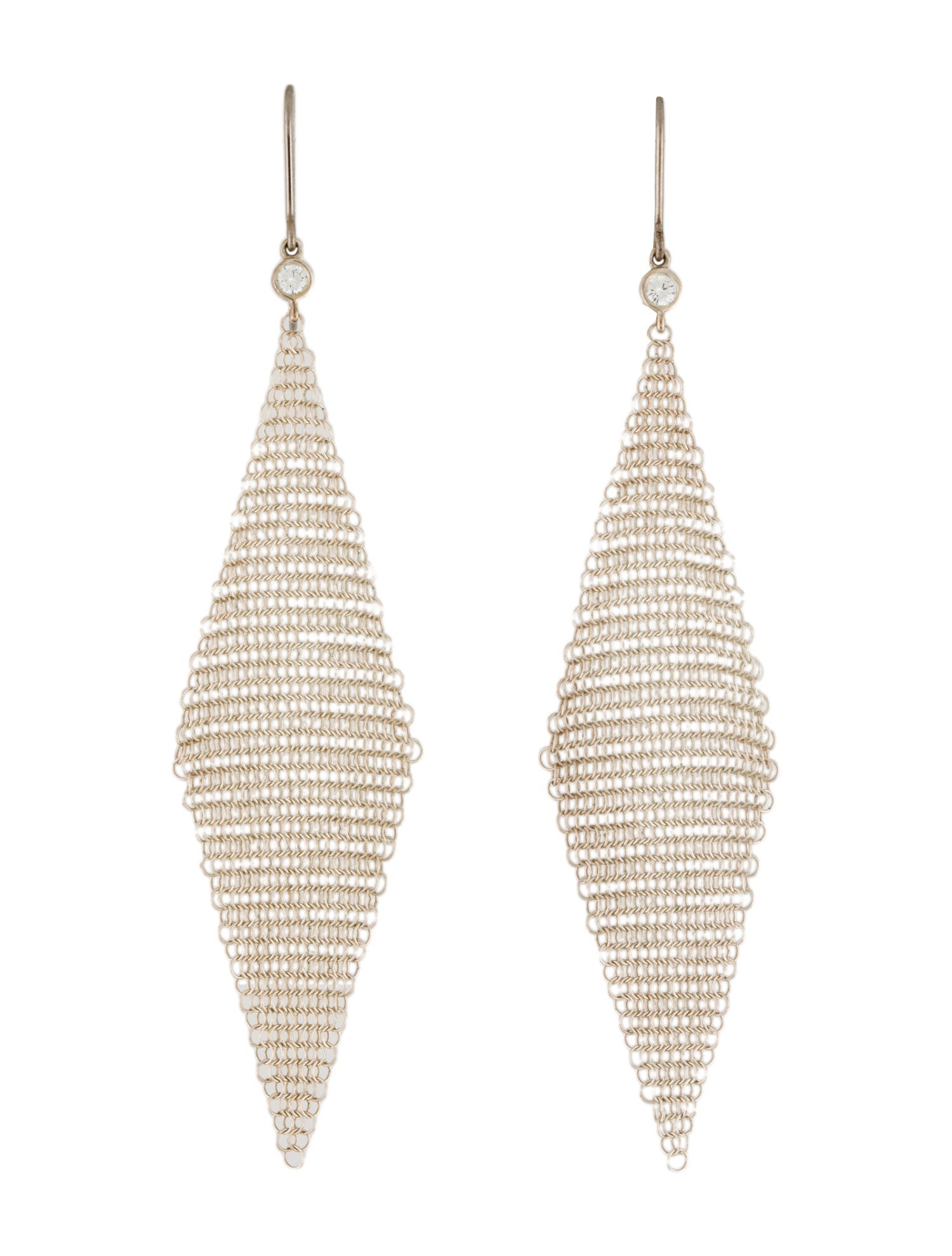 Tiffany & Co. Diamond Mesh Drop Earrings - 14K White Gold Drop ...