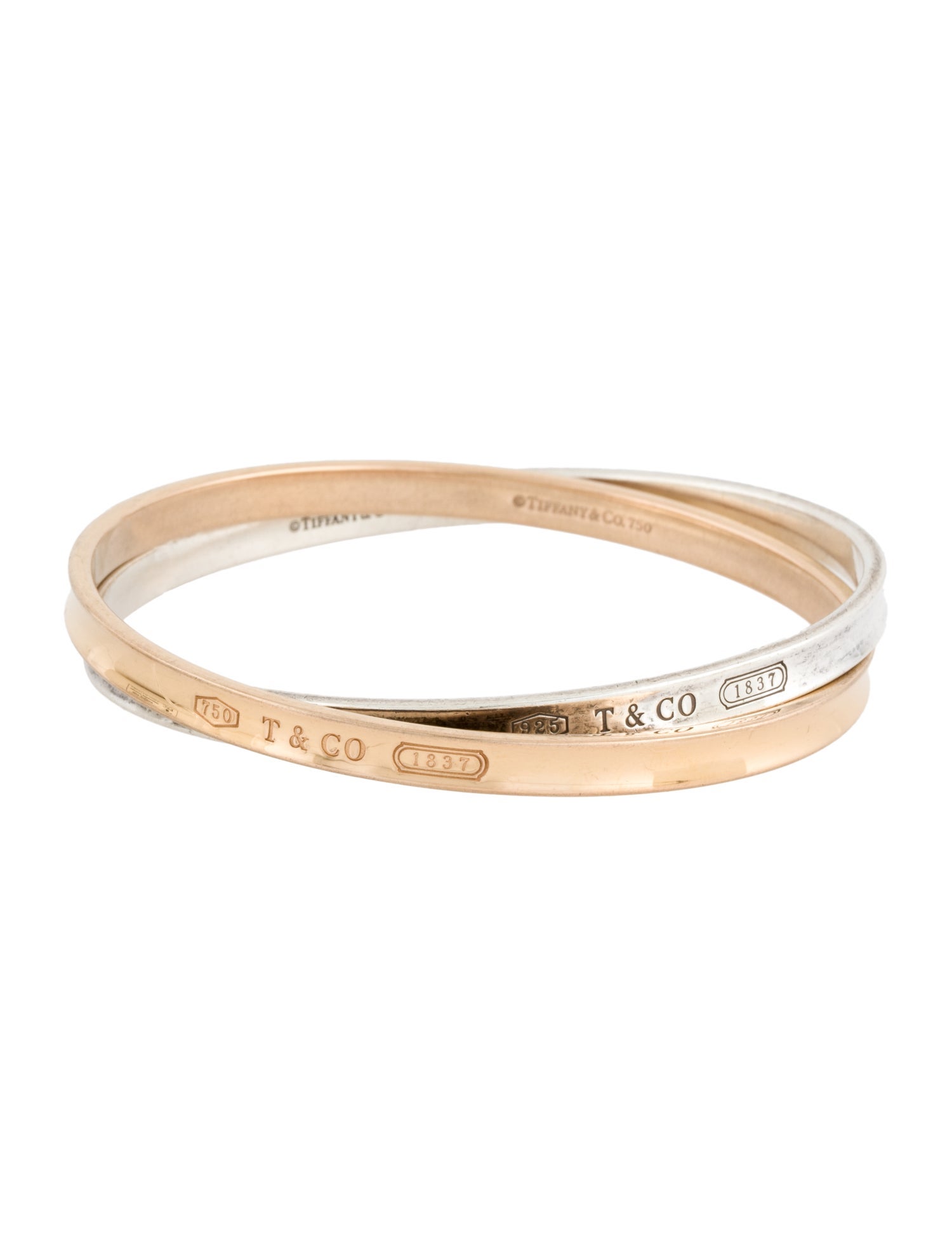 Tiffany & Co. 1837 Interlocking Circles Bangles Bracelet - 18K Rose Gold Bangle, Bracelets ...