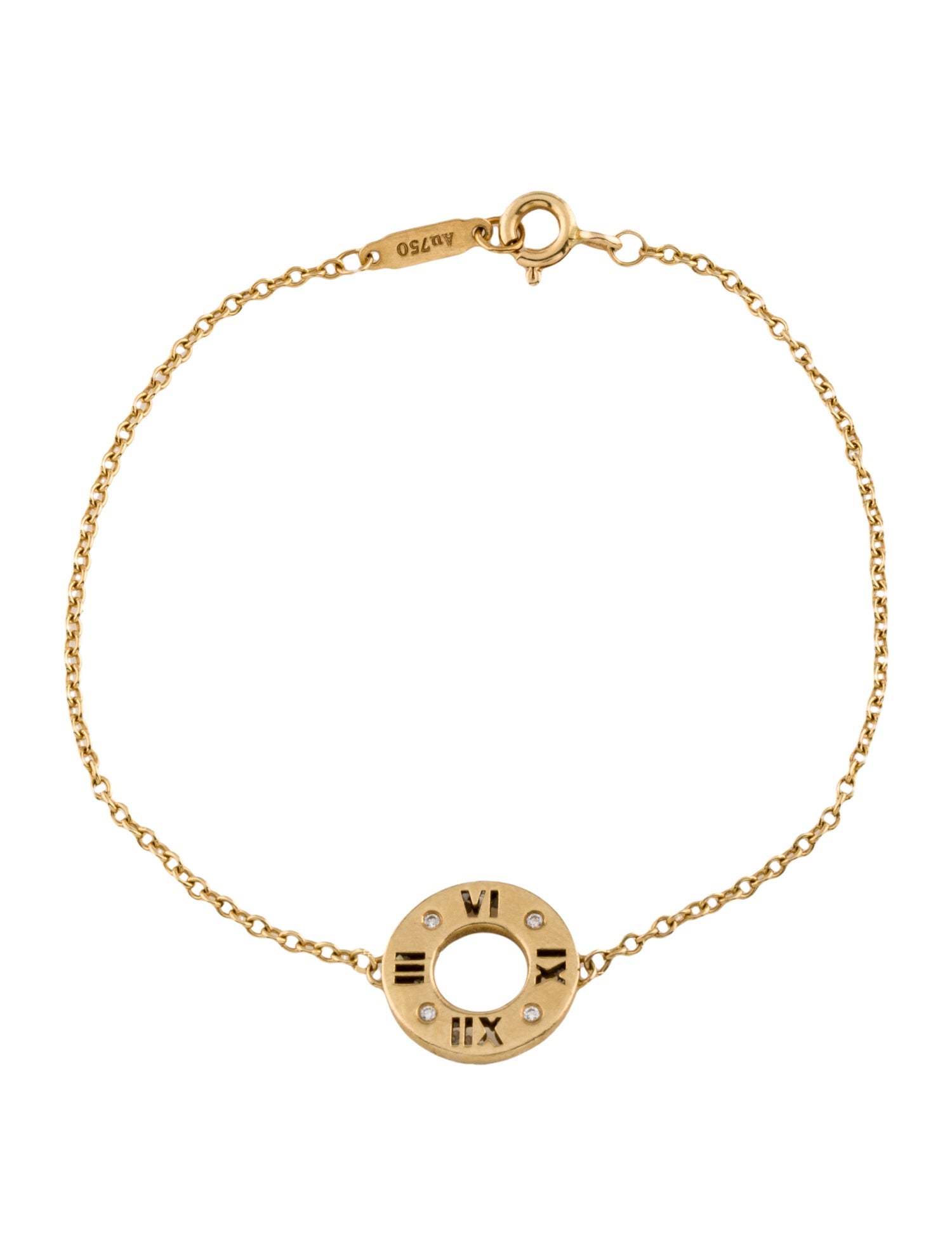 Tiffany & Co. 18K Diamond Atlas Bracelet - 18K Yellow Gold Charm ...